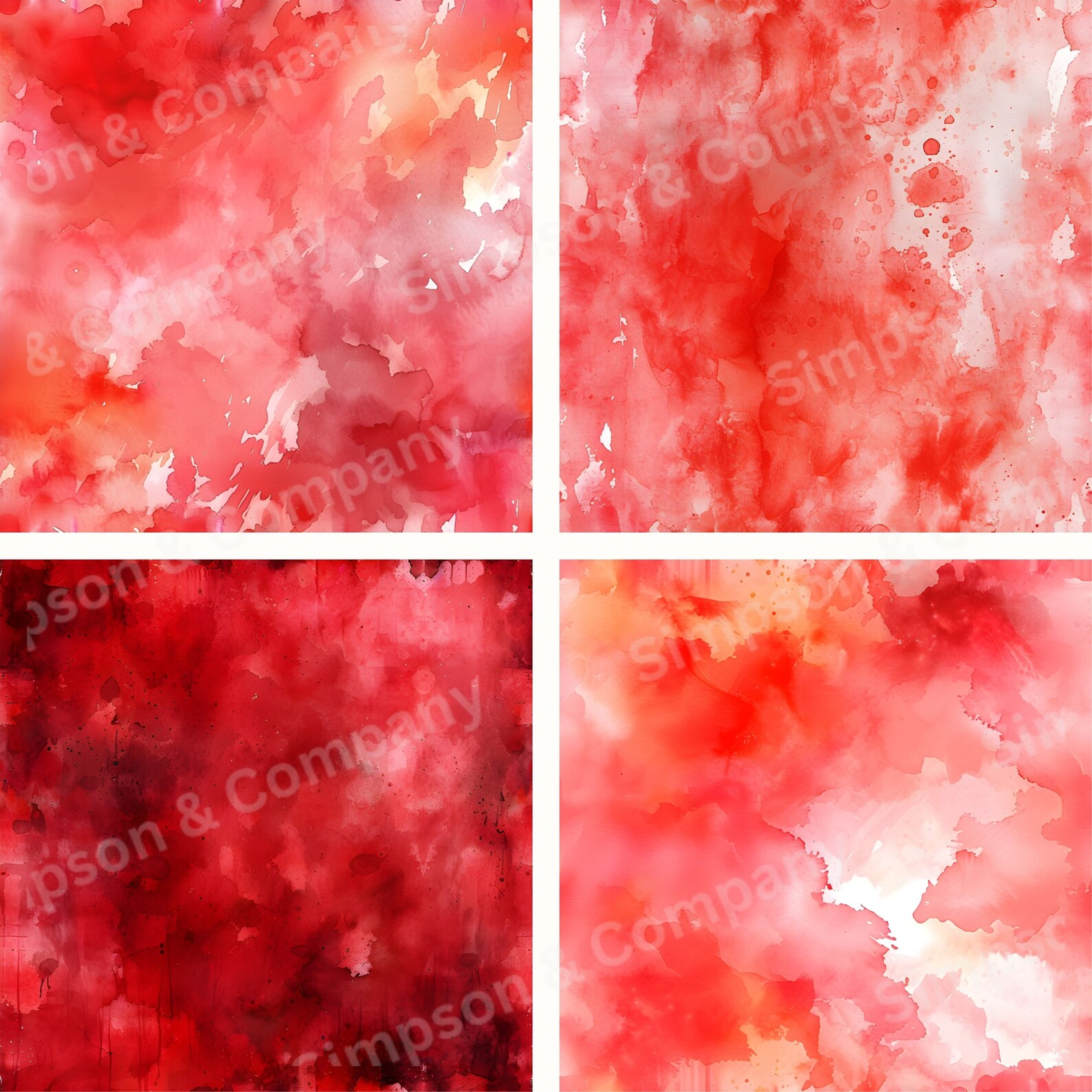 20 Red Watercolor Backgrounds Seamless Digital Paper, JPEG, 12 X 12 ...