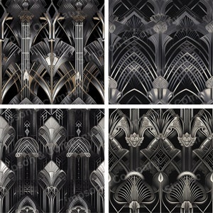 20 Silver Art Deco Digital Paper, JPEG, 12 X 12, Scrapbook Paper, Junk ...