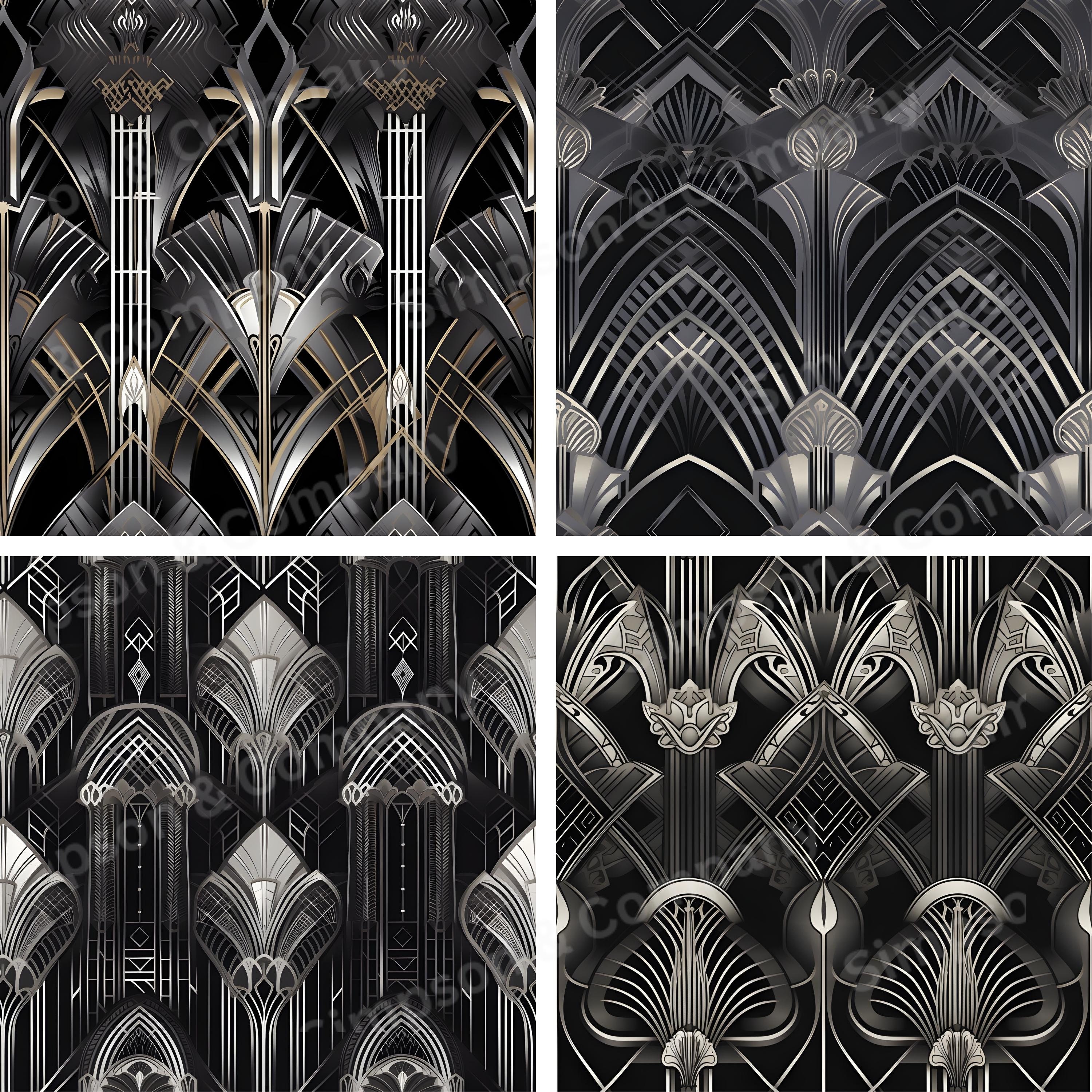 20 Silver Art Deco Digital Paper, JPEG, 12 X 12, Scrapbook Paper, Junk ...