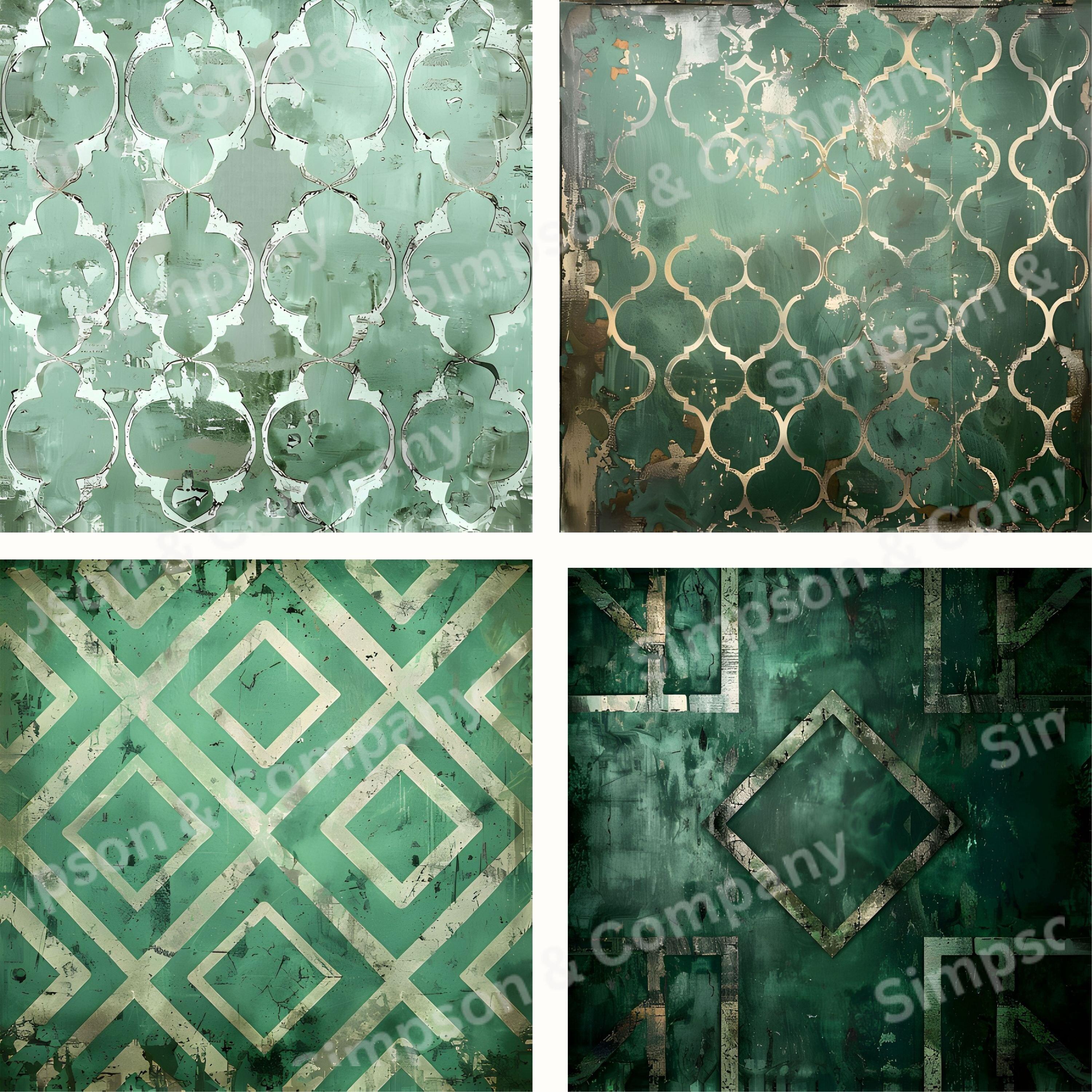 20 Green Grunge Seamless Digital Paper, JPEG, 12 X 12, Scrapbook Paper ...