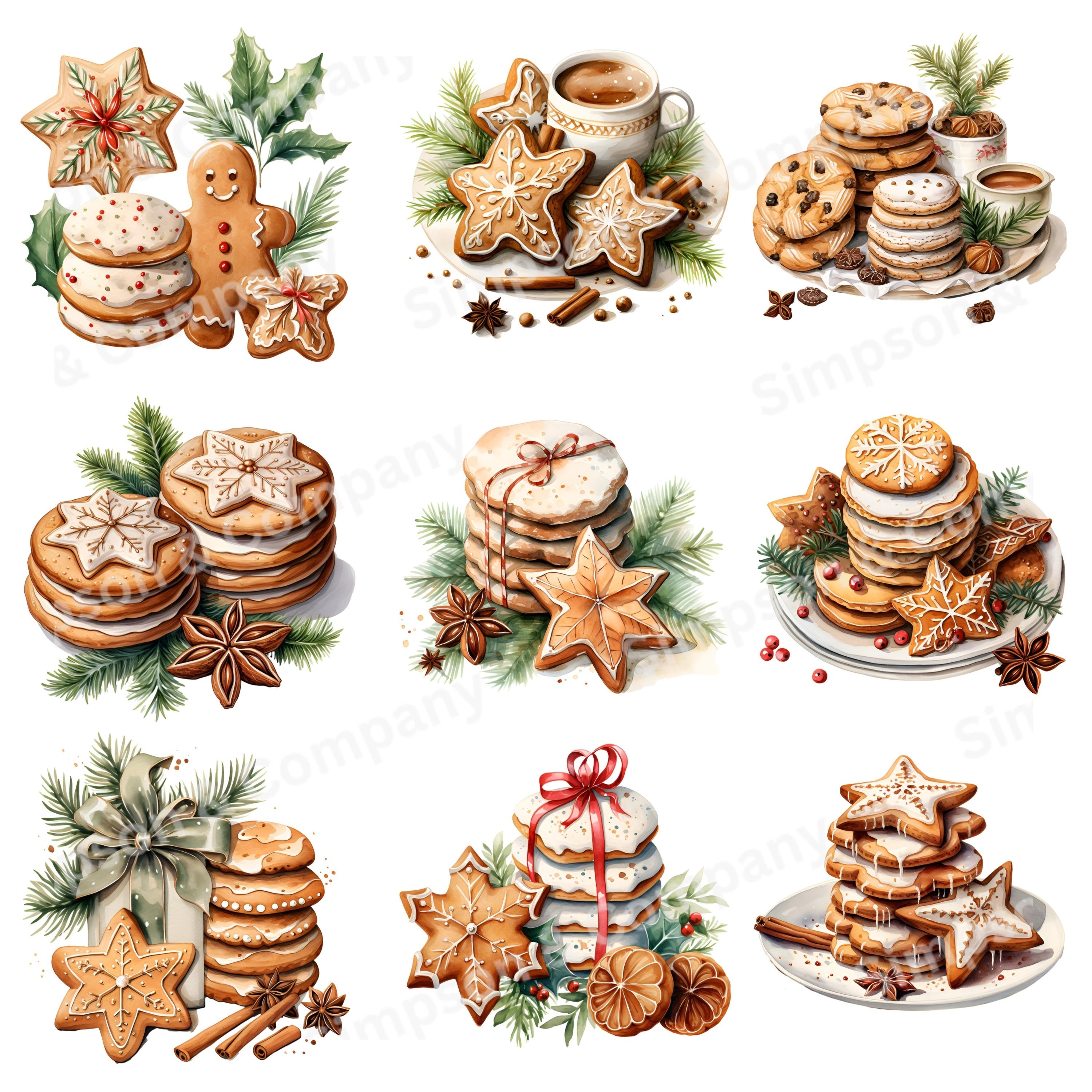35 PNG Watercolor Christmas Cookies Clipart, Christmas Clipart, Cookies ...