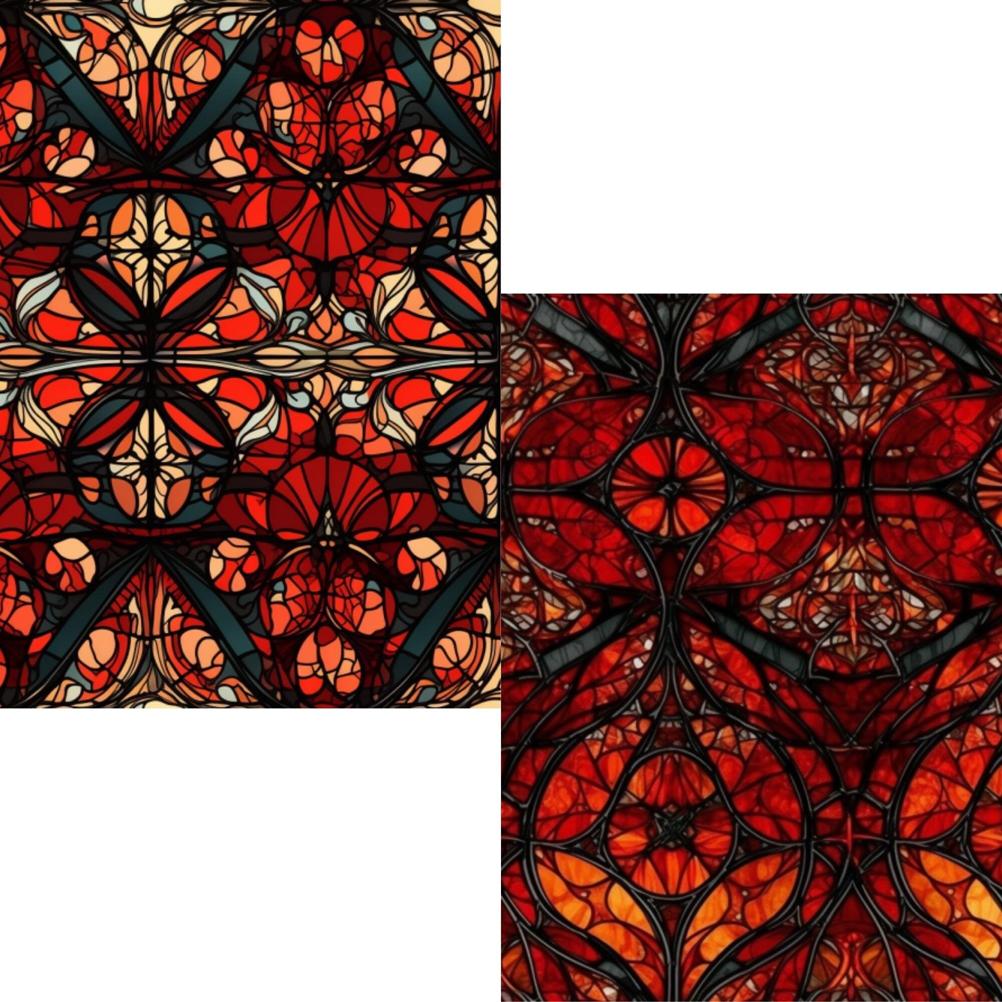 12 Red Stained Glass Digital Papers JPEG 12 X - Etsy