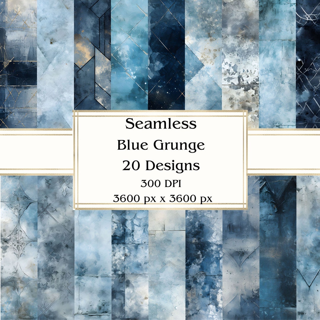20 Blue Grunge Seamless Digital Paper, JPEG, 12" X 12", Scrapbook Paper ...