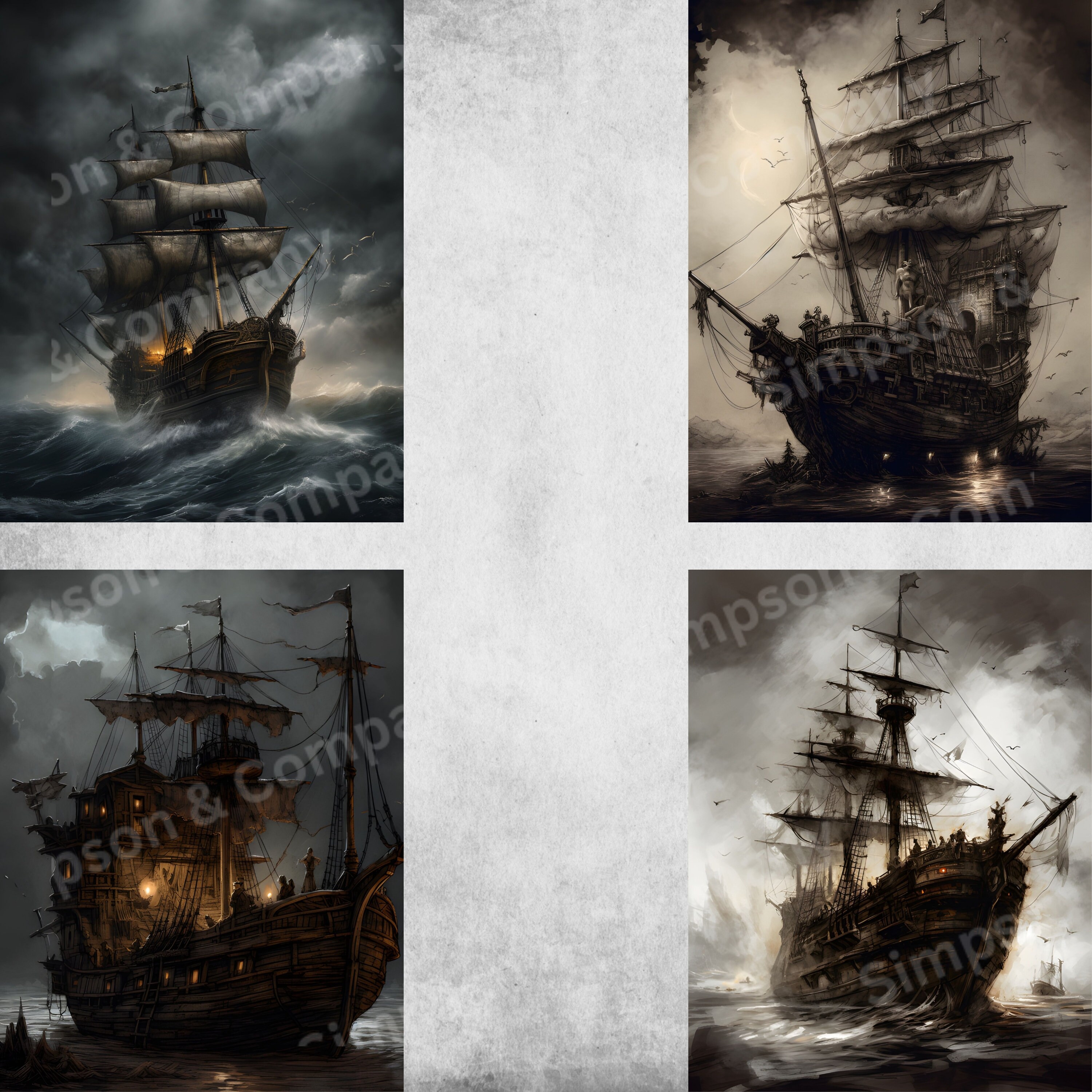 20 Pirate Ships Journal Paper Digital Paper JPEG 8.5 X - Etsy