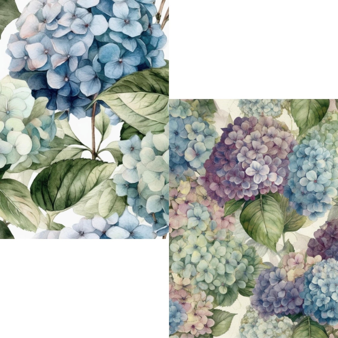 12 Watercolor Hydrangeas Digital Papers JPEG 12 X - Etsy