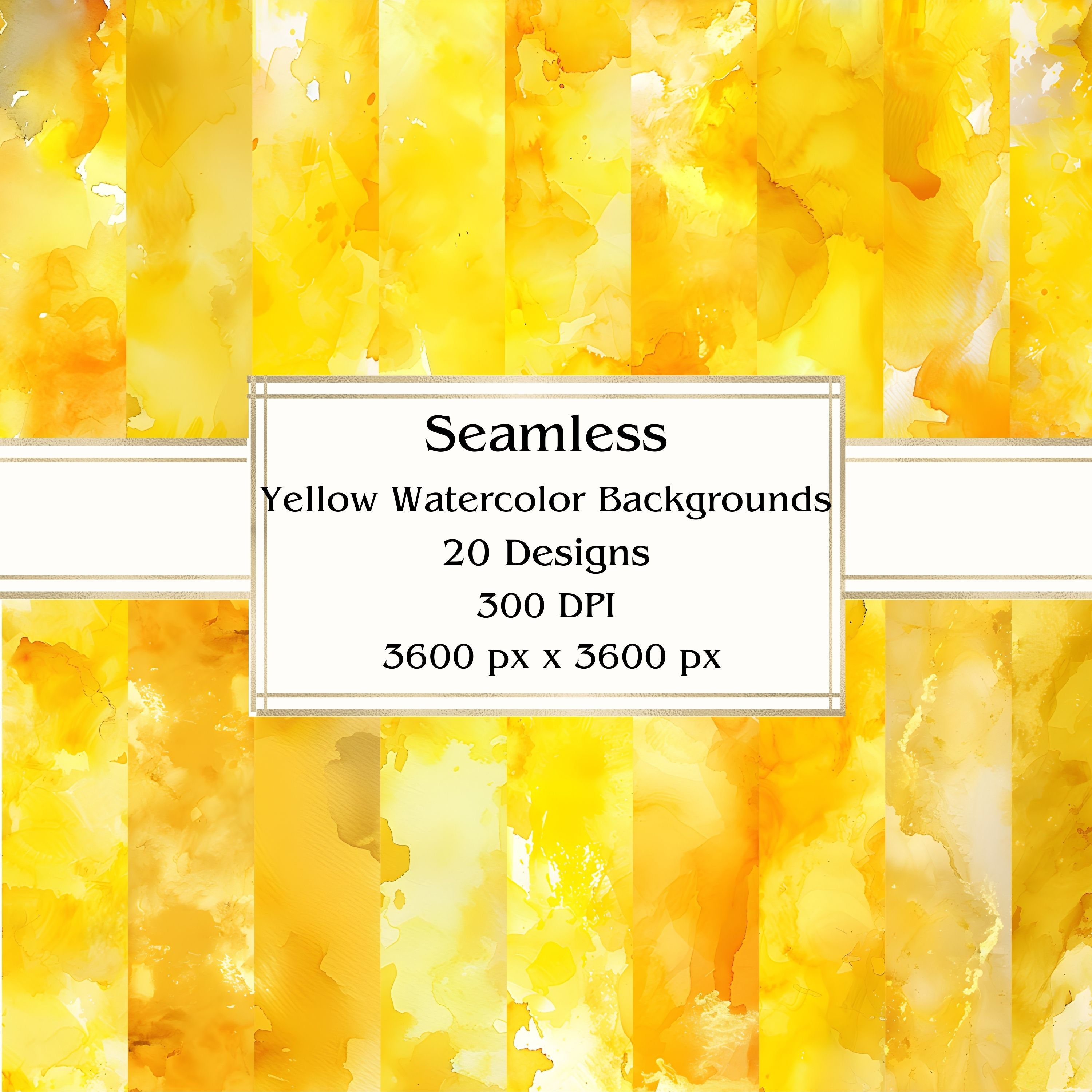 20 Yellow Watercolor Backgrounds Seamless Digital Paper, JPEG, 12 X 12 ...