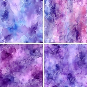 20 Purple Watercolor Backgrounds Seamless Digital Paper, JPEG, 12" X 12 ...