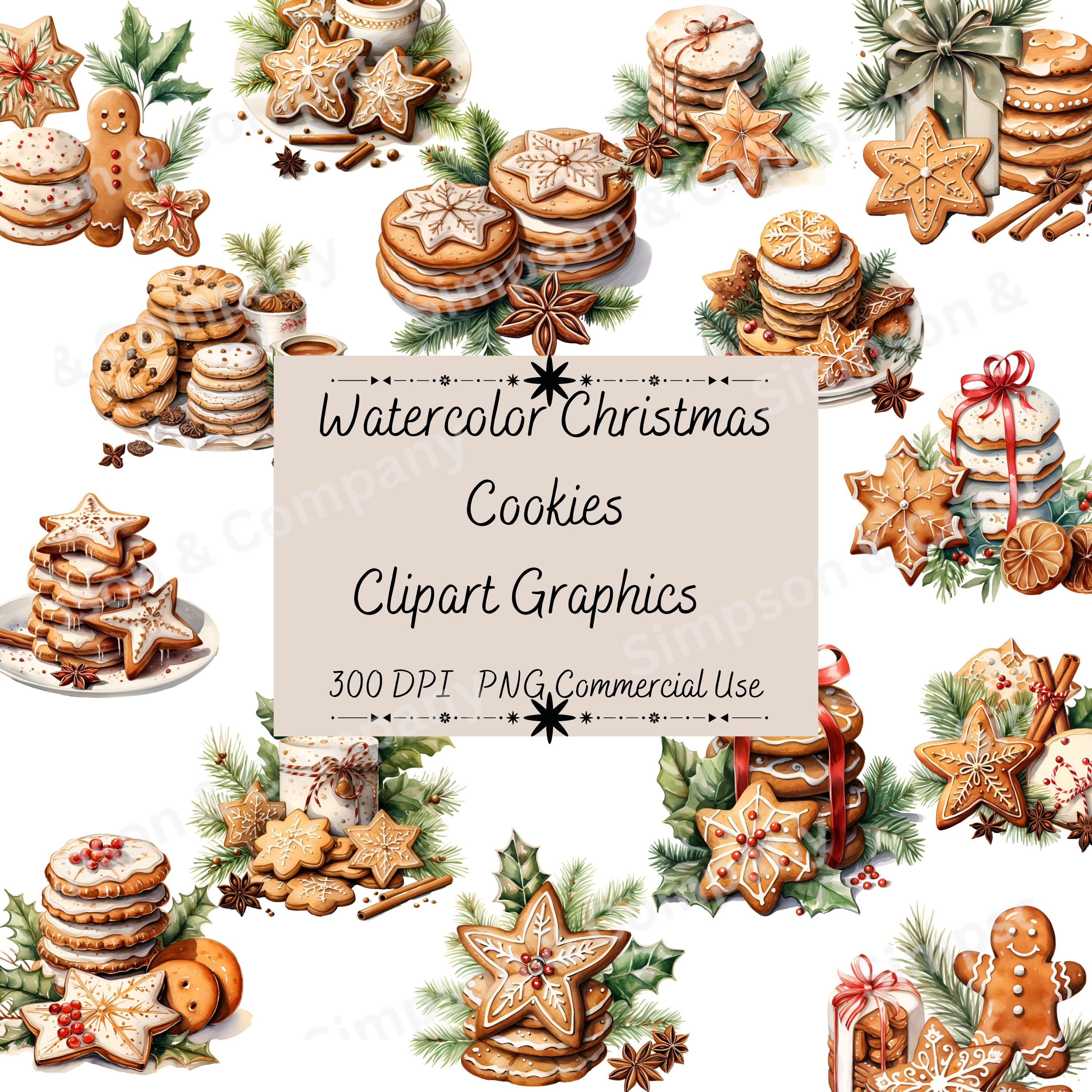 35 PNG Watercolor Christmas Cookies Clipart, Christmas Clipart, Cookies ...