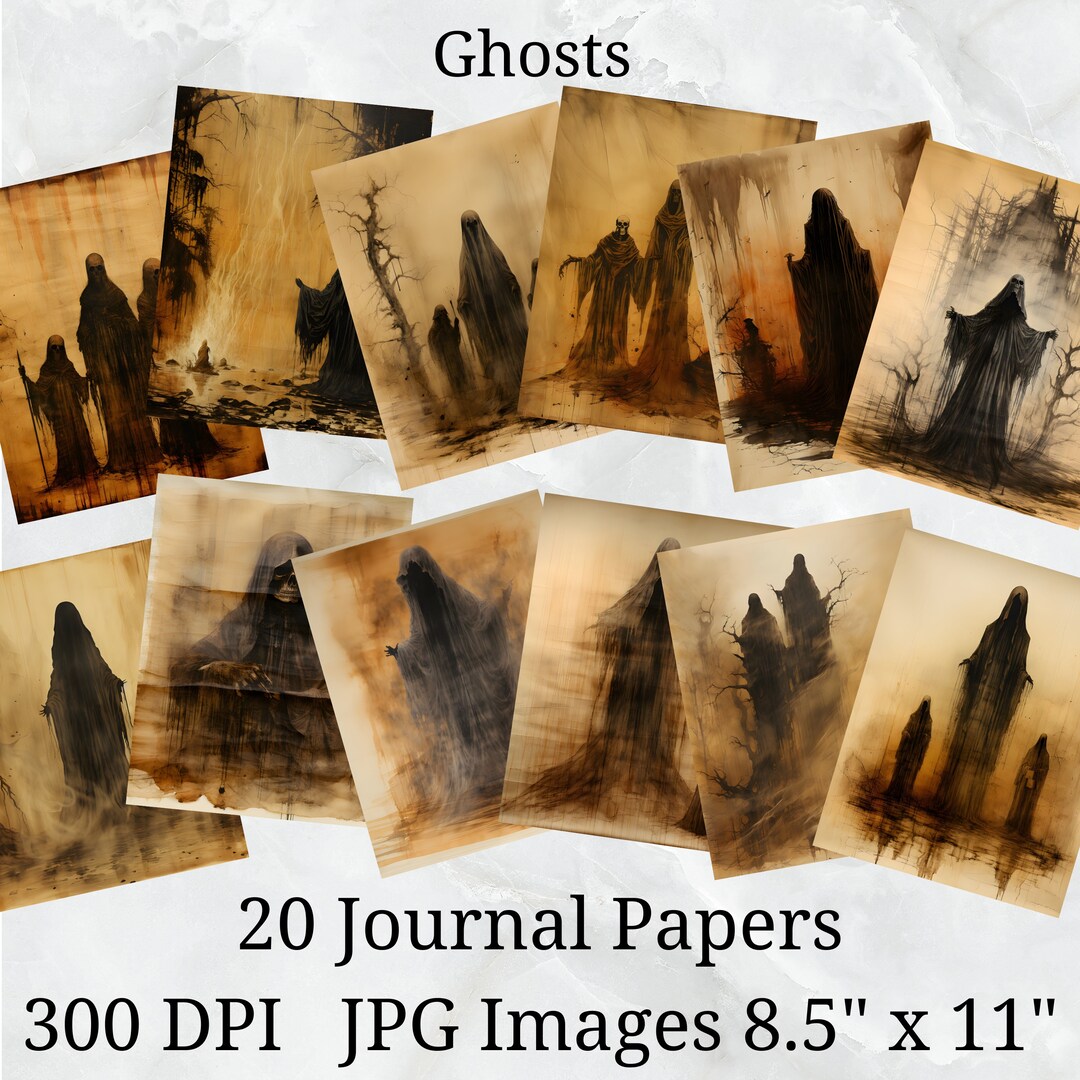 20 Ghosts Journal Paper, Digital Paper JPEG, 8.5 X 11, Scrapbook Paper ...