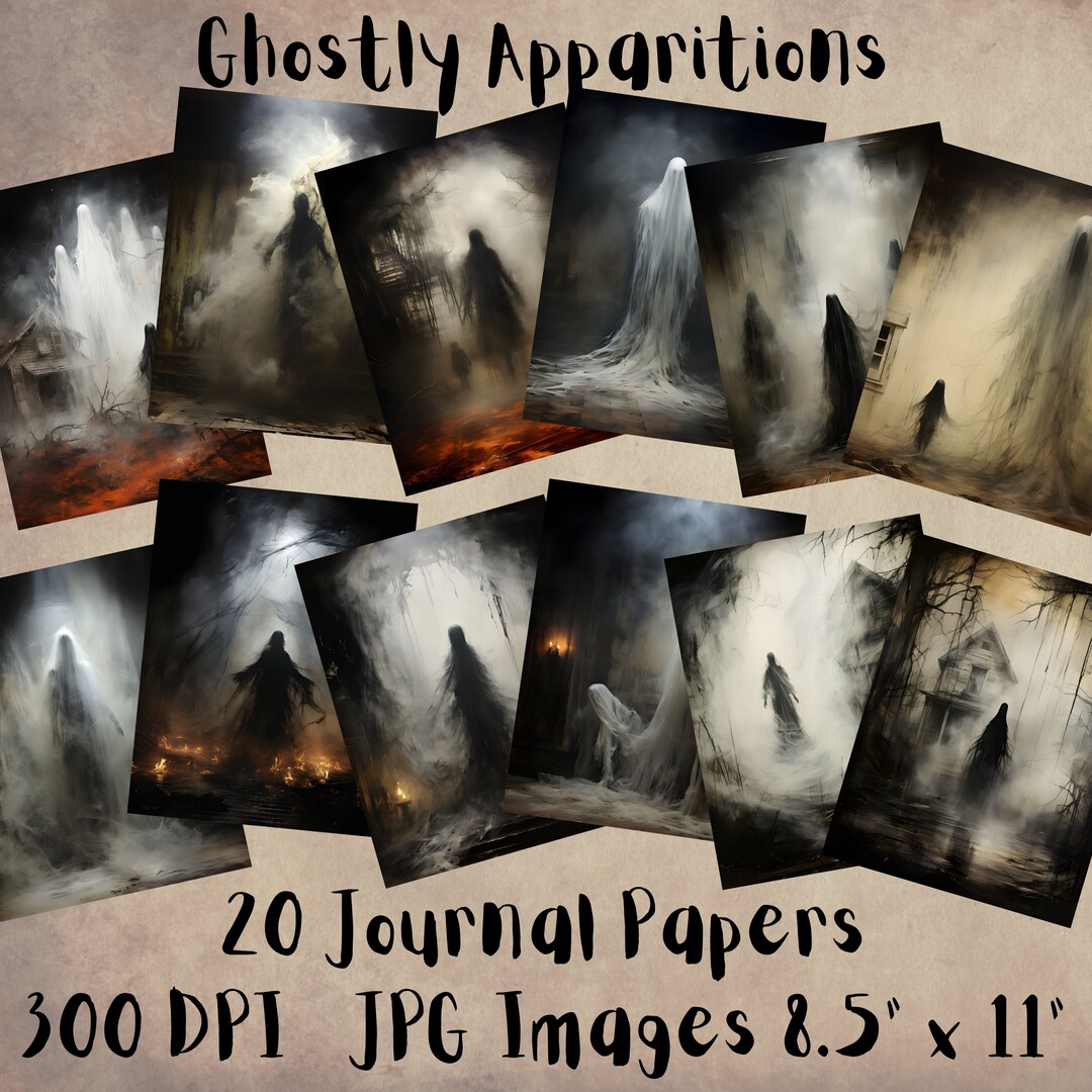 20 Ghostly Apparitions Journal Paper, Digital Paper JPEG, 8.5" X 11 ...