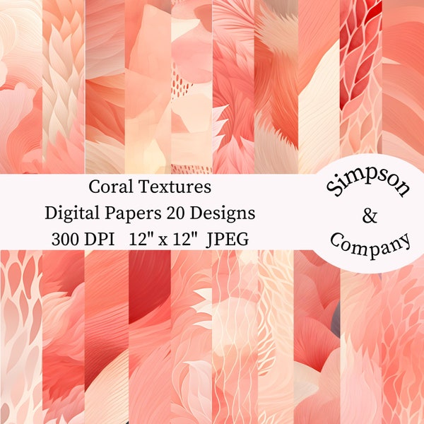 Coral Digital Paper - Etsy