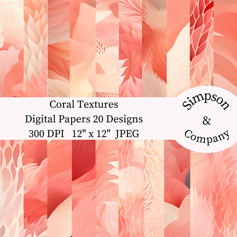 Coral Digital Paper - Etsy