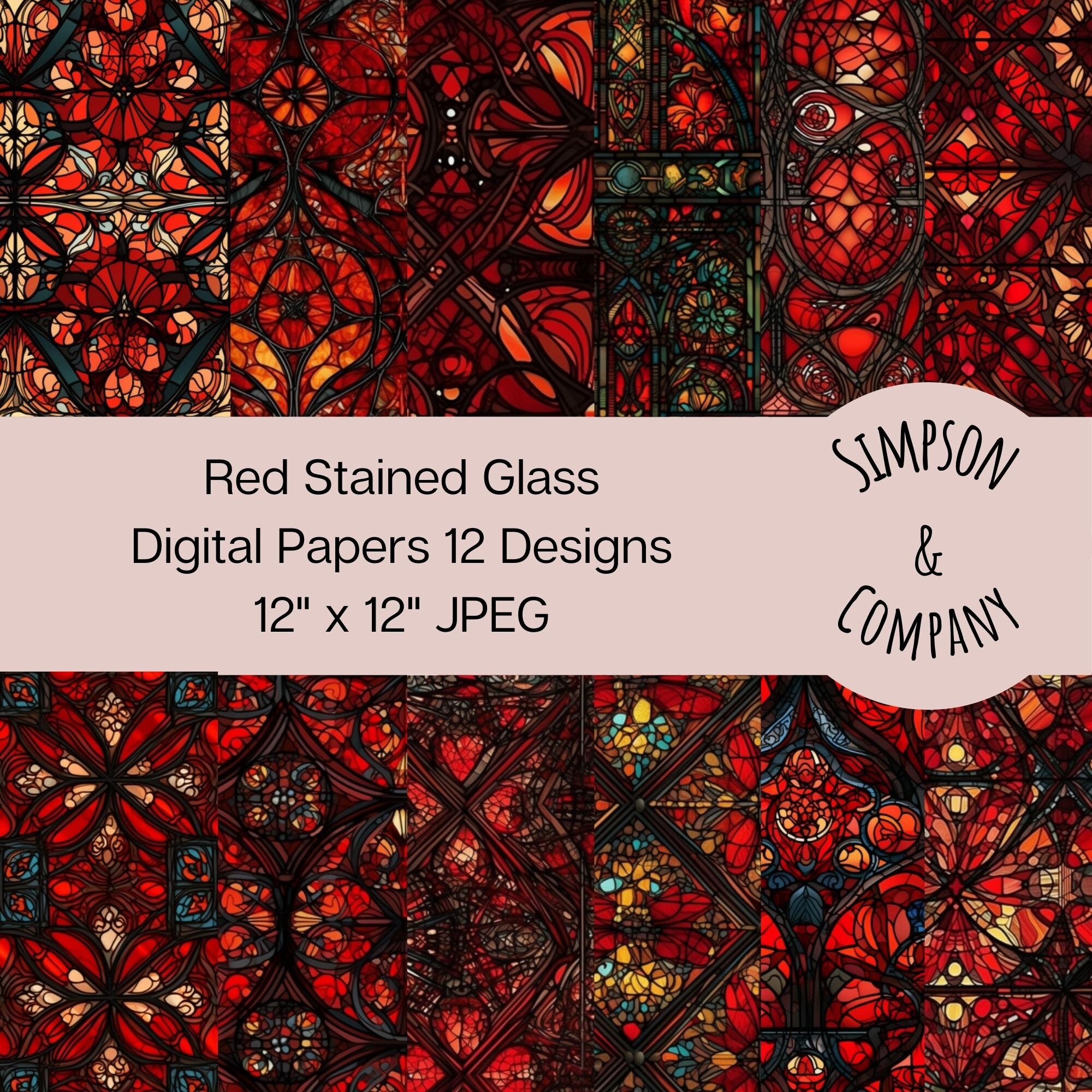 12 Red Stained Glass Digital Papers JPEG 12 X - Etsy