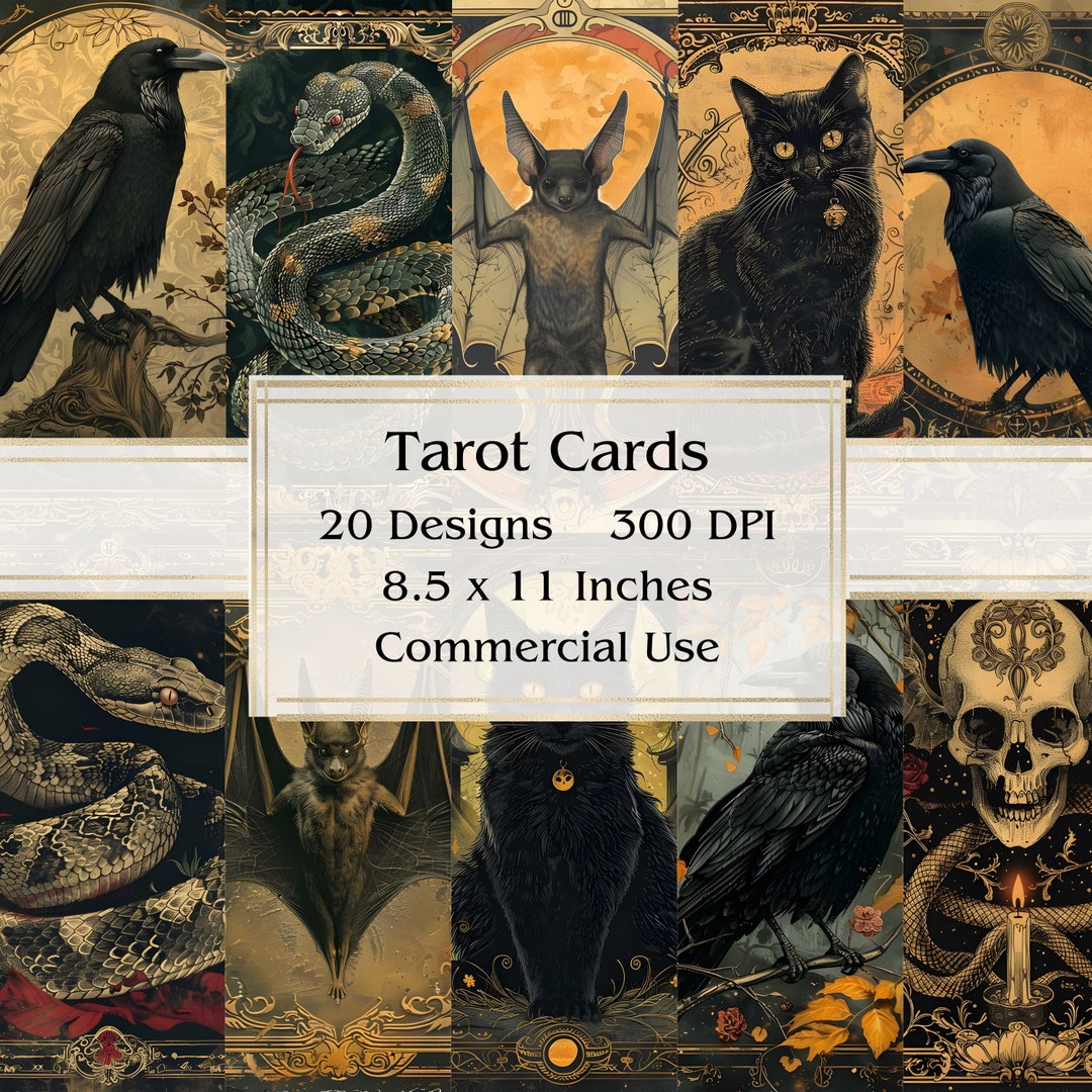 20 Tarot Cards Journal Paper, Digital Paper JPEG, 8.5" X 11", Scrapbook ...