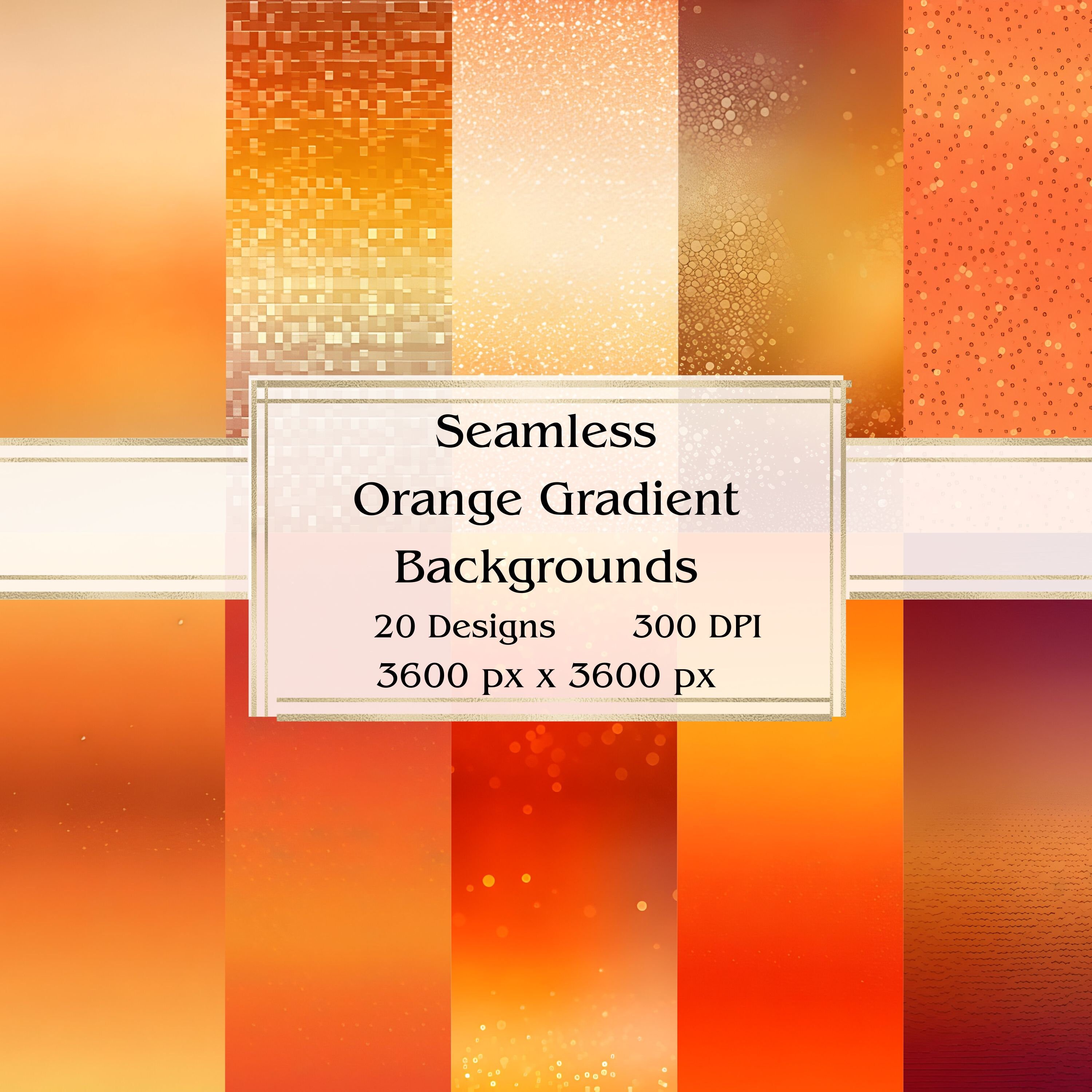 20 Orange Gradient Backgrounds Seamless Digital Paper, JPEG, 12 X 12 ...
