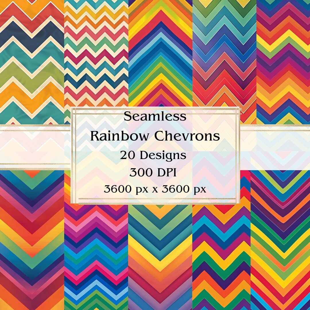 20 Rainbow Chevrons Seamless Digital Paper, JPEG, 12 X 12, Scrapbook ...