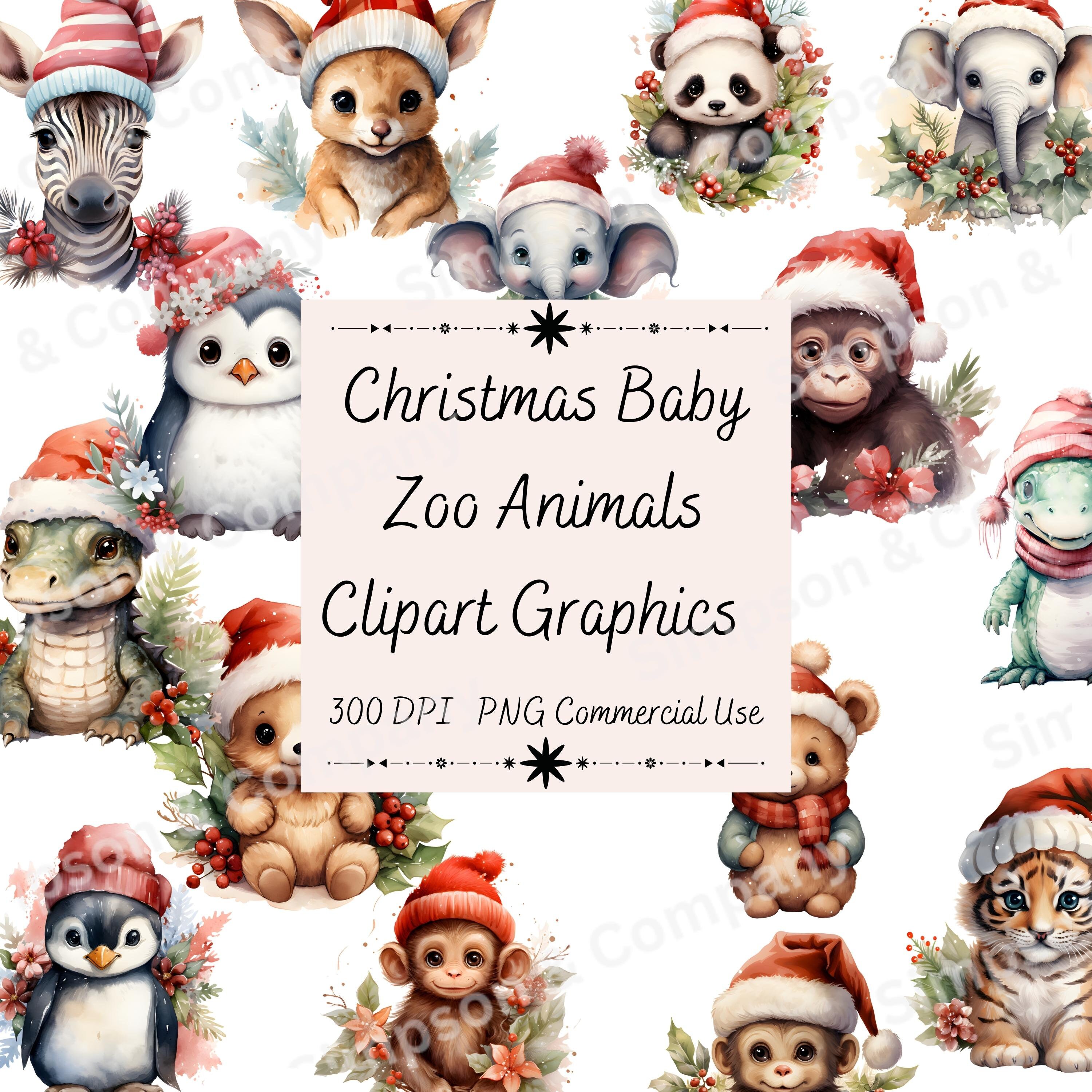 35 PNG Christmas Baby Zoo Animals Clipart, Christmas Clipart, Animal ...