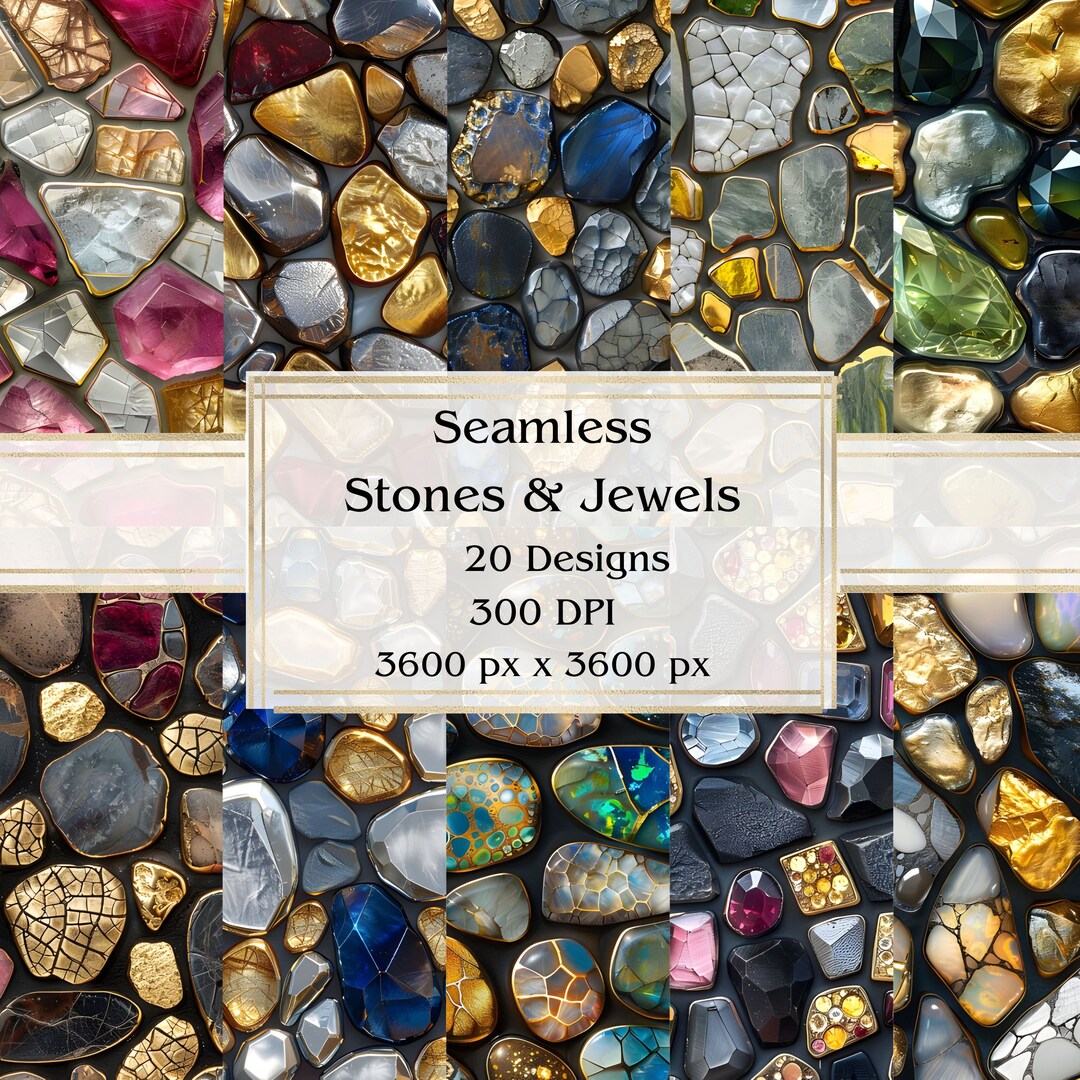 20 Stones & Jewels Seamless Digital Paper, JPEG, 12 X 12, Scrapbook ...