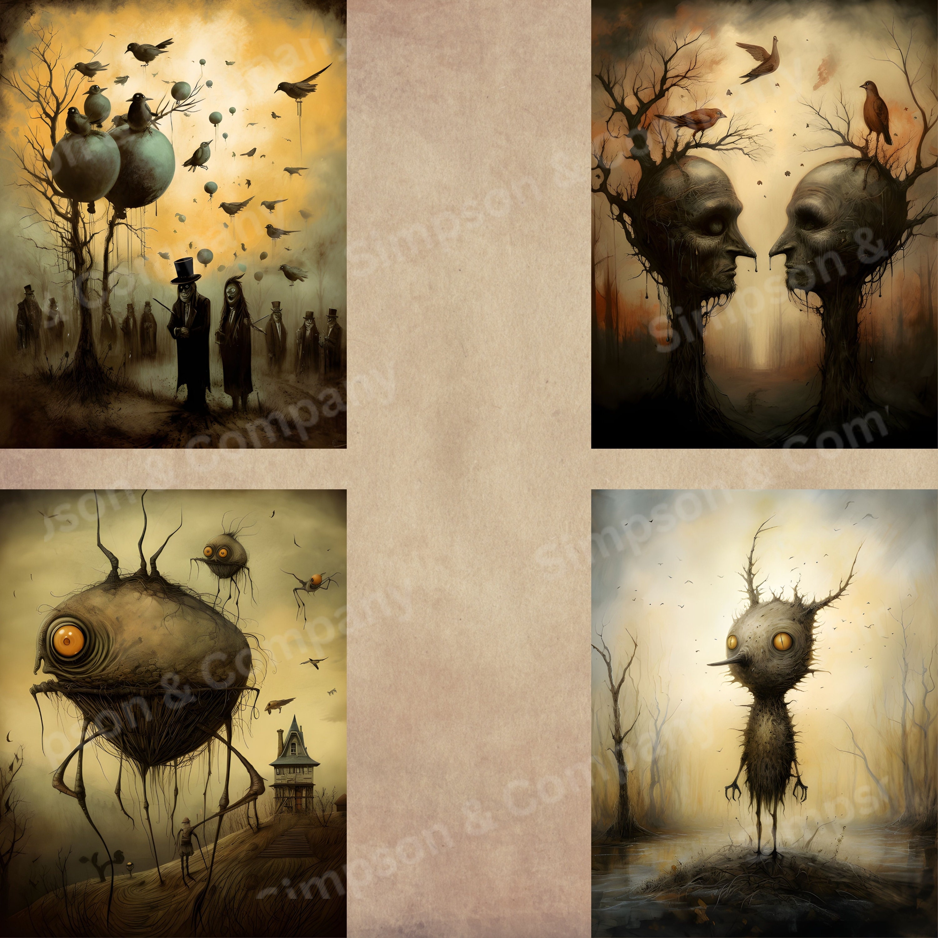 20 Haunting Surrealism Journal Paper, Digital Paper JPEG, 8.5 X 11 ...
