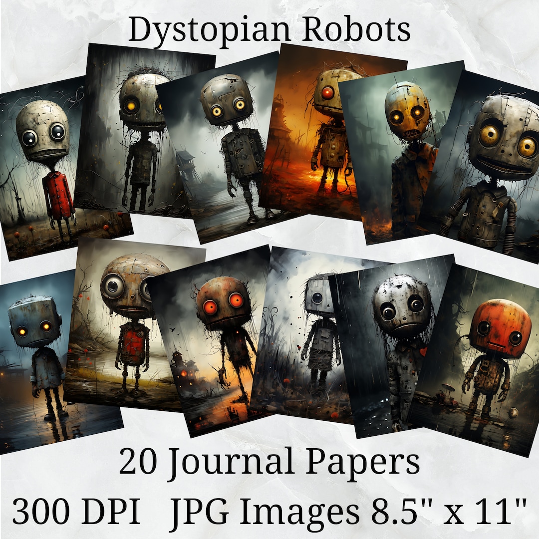 20 Dystopian Robots Journal Paper, Digital Paper JPEG, 8.5 X 11 ...