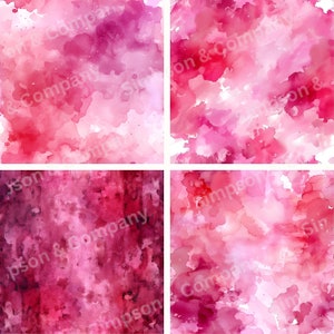 20 Pink Watercolor Backgrounds Seamless Digital Paper, JPEG, 12" X 12 ...