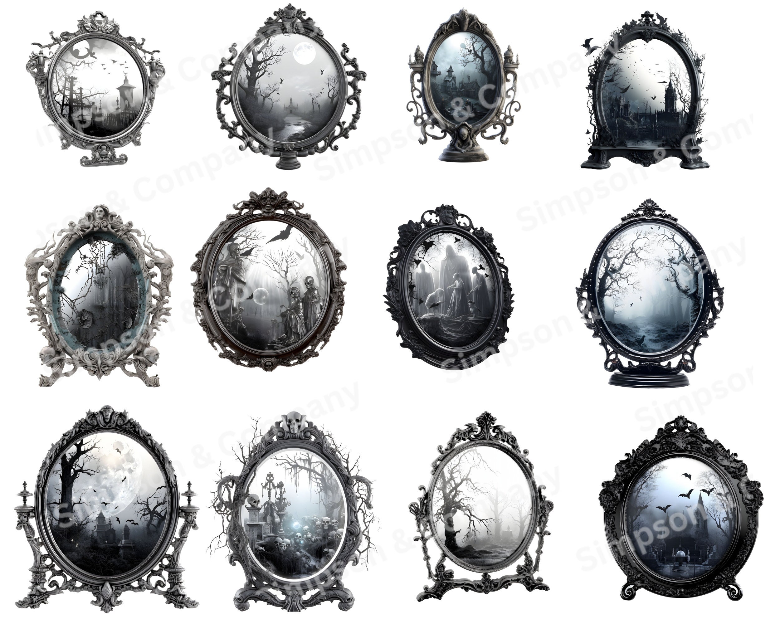 35 PNG Creepy Mirrors Clip Art, Haunted Mirrors Clipart, Halloween Clip ...