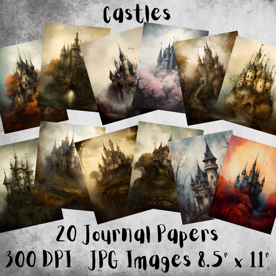20 Castles Journal Paper, Digital Paper JPEG, 8.5" X 11", Scrapbook ...