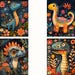 20 Folk Art Dinosaurs Journal Paper, Digital Paper JPEG, 8.5" X 11 ...