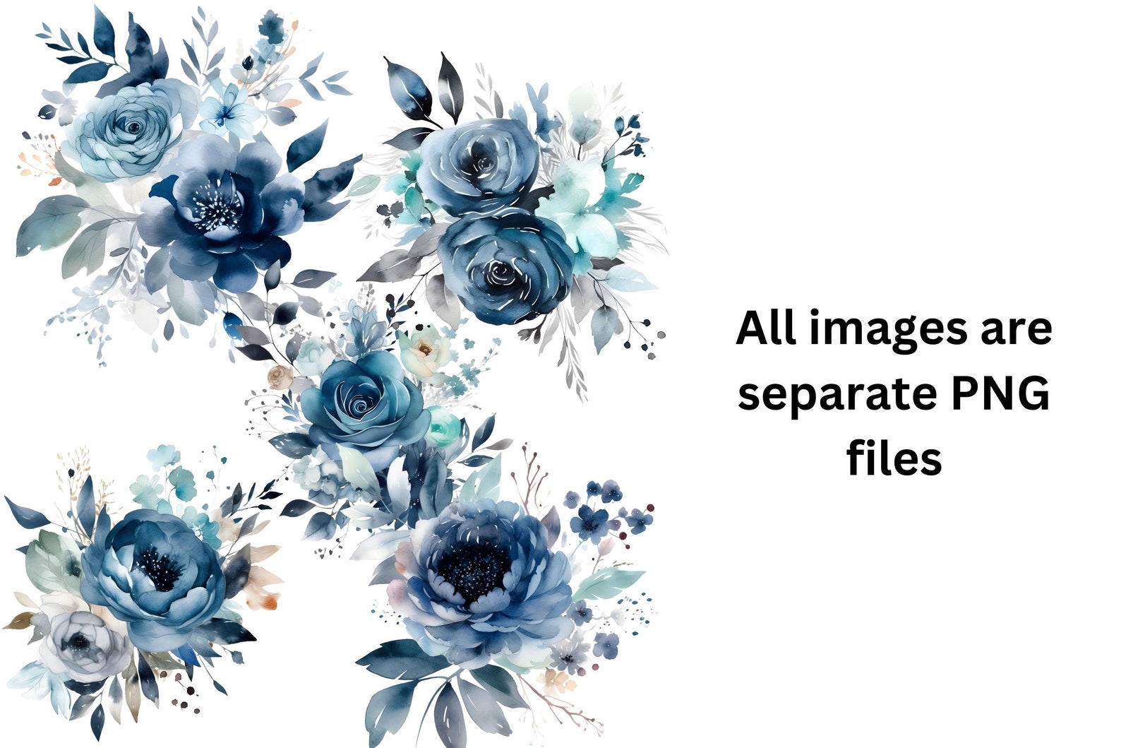 24 PNG Blue Watercolor Flower Clipart Flowers Floral - Etsy