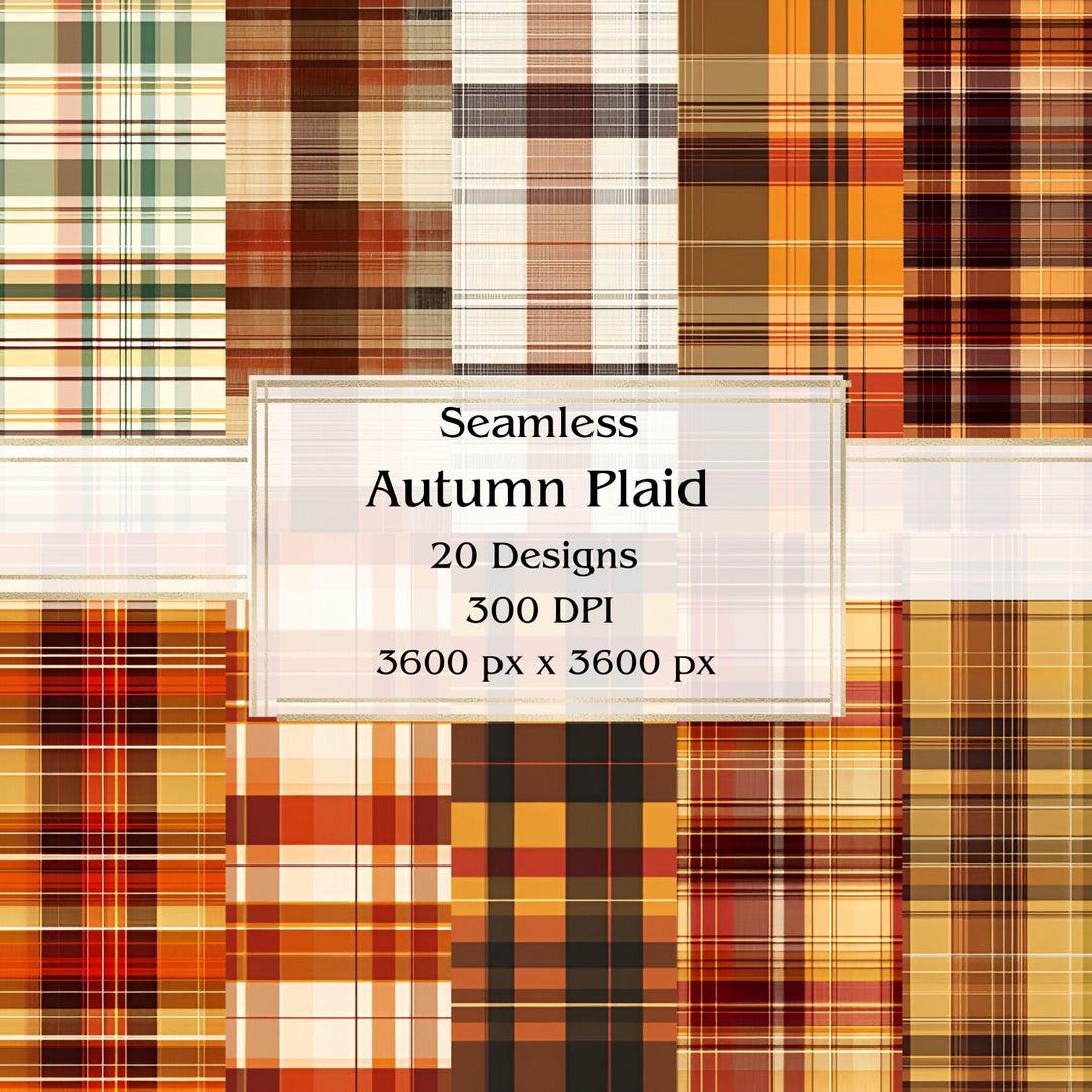 20 Autumn Plaid Seamless Digital Paper, JPEG, 12 X 12, Scrapbook Paper ...