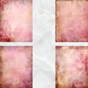 20 Pink Aged Journal Paper, Digital Paper JPEG, 8.5" X 11", Scrapbook ...