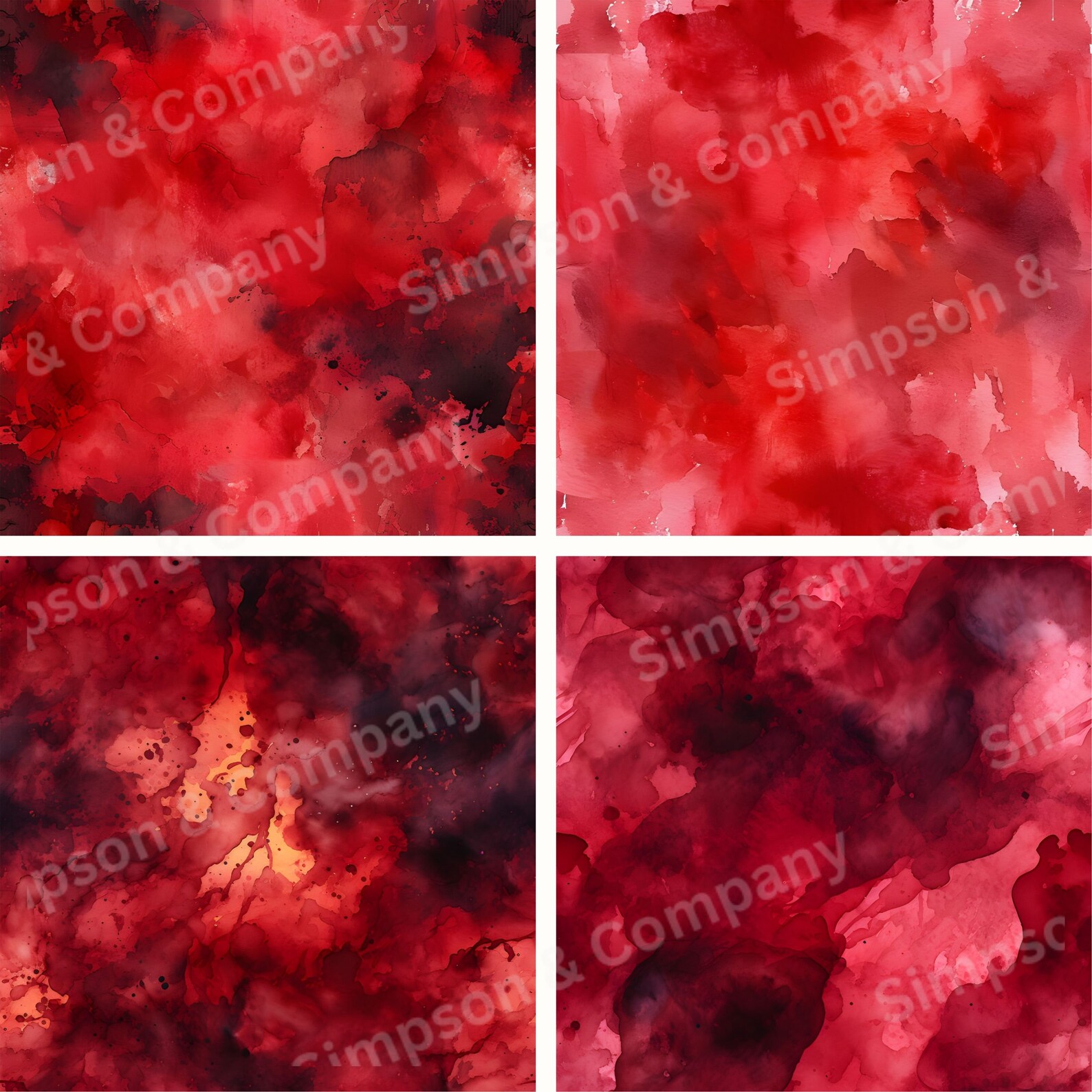 20 Red Watercolor Backgrounds Seamless Digital Paper, JPEG, 12 X 12 ...