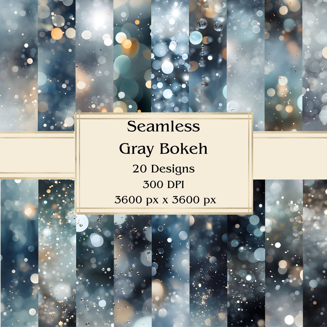 20 Gray Bokeh Seamless Digital Paper, JPEG, 12" X 12", Scrapbook Paper ...