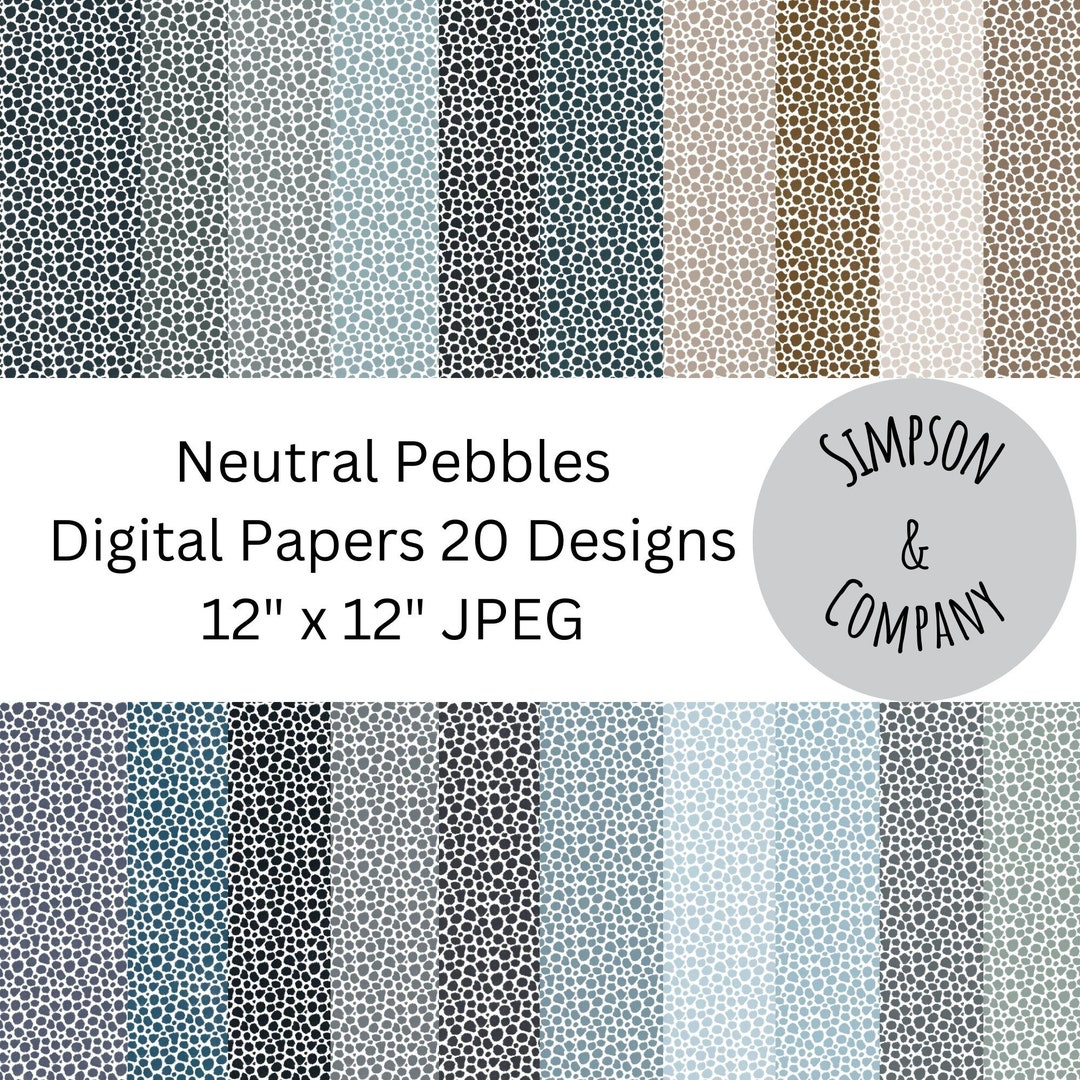20 Pebbles Neutral Digital Papers, JPEG, 12 X 12, Scrapbook Paper, Junk ...