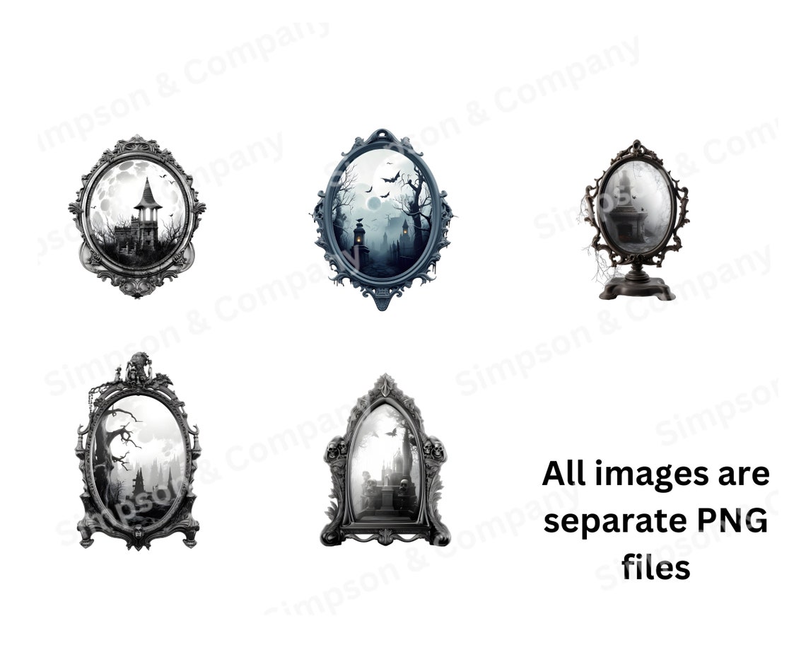 35 PNG Creepy Mirrors Clip Art, Haunted Mirrors Clipart, Halloween Clip ...
