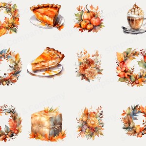42 PNG Watercolor Fall Clipart, Fall Floral Clipart, Thanksgiving ...