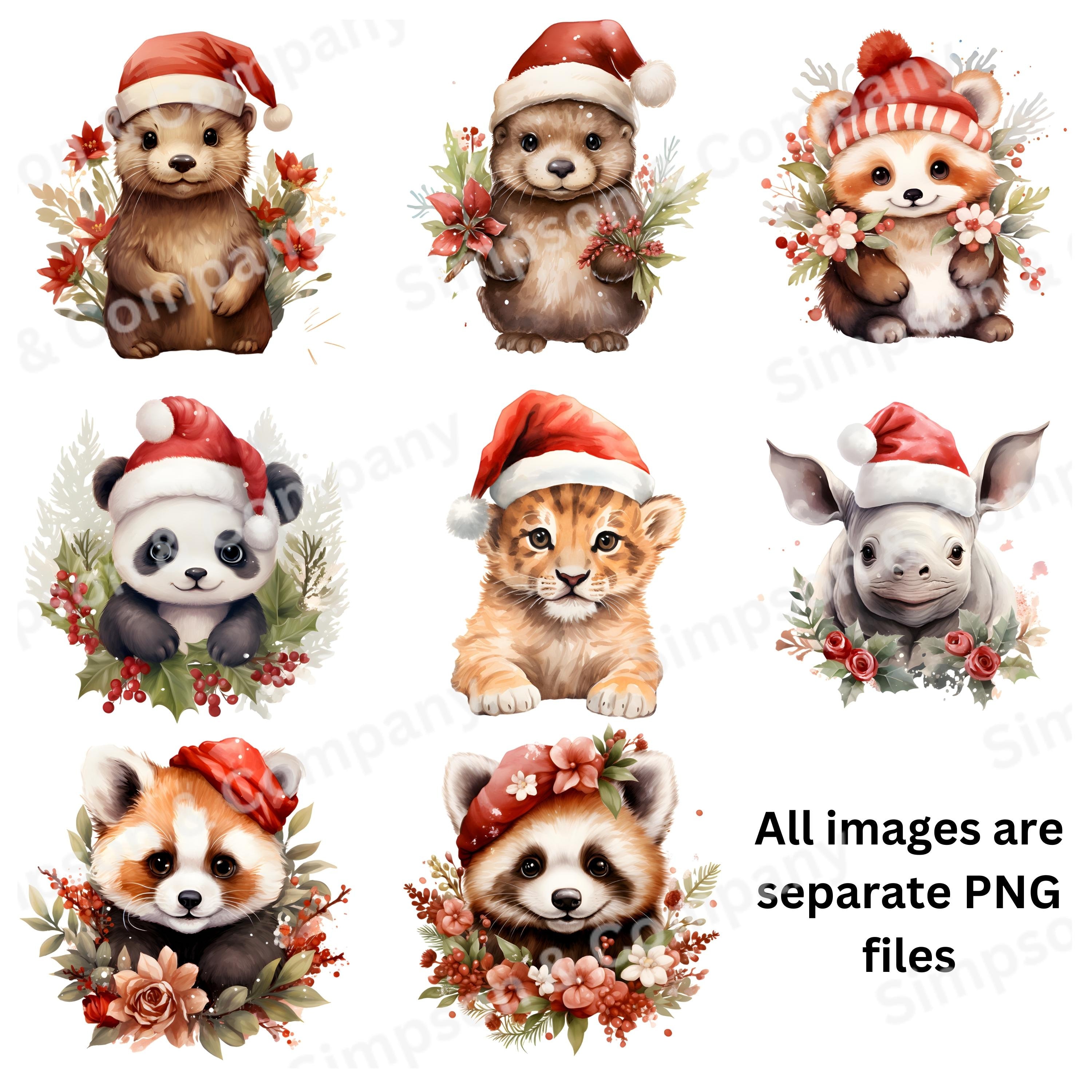35 PNG Christmas Baby Zoo Animals Clipart, Christmas Clipart, Animal ...