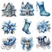 35 PNG Watercolor Blue Christmas Clip Art, Christmas Clip Art, Instant ...