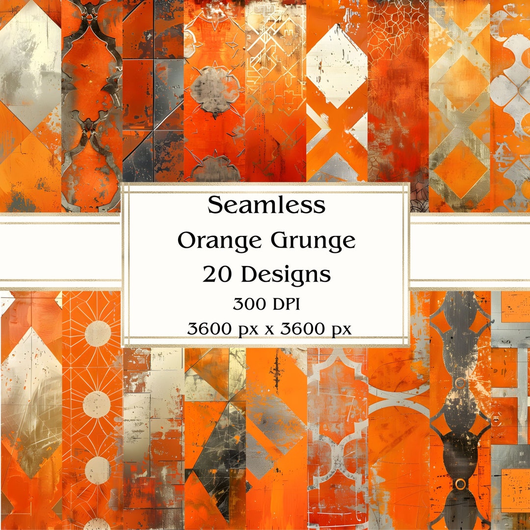 20 Orange Grunge Seamless Digital Paper, JPEG, 12" X 12", Scrapbook ...