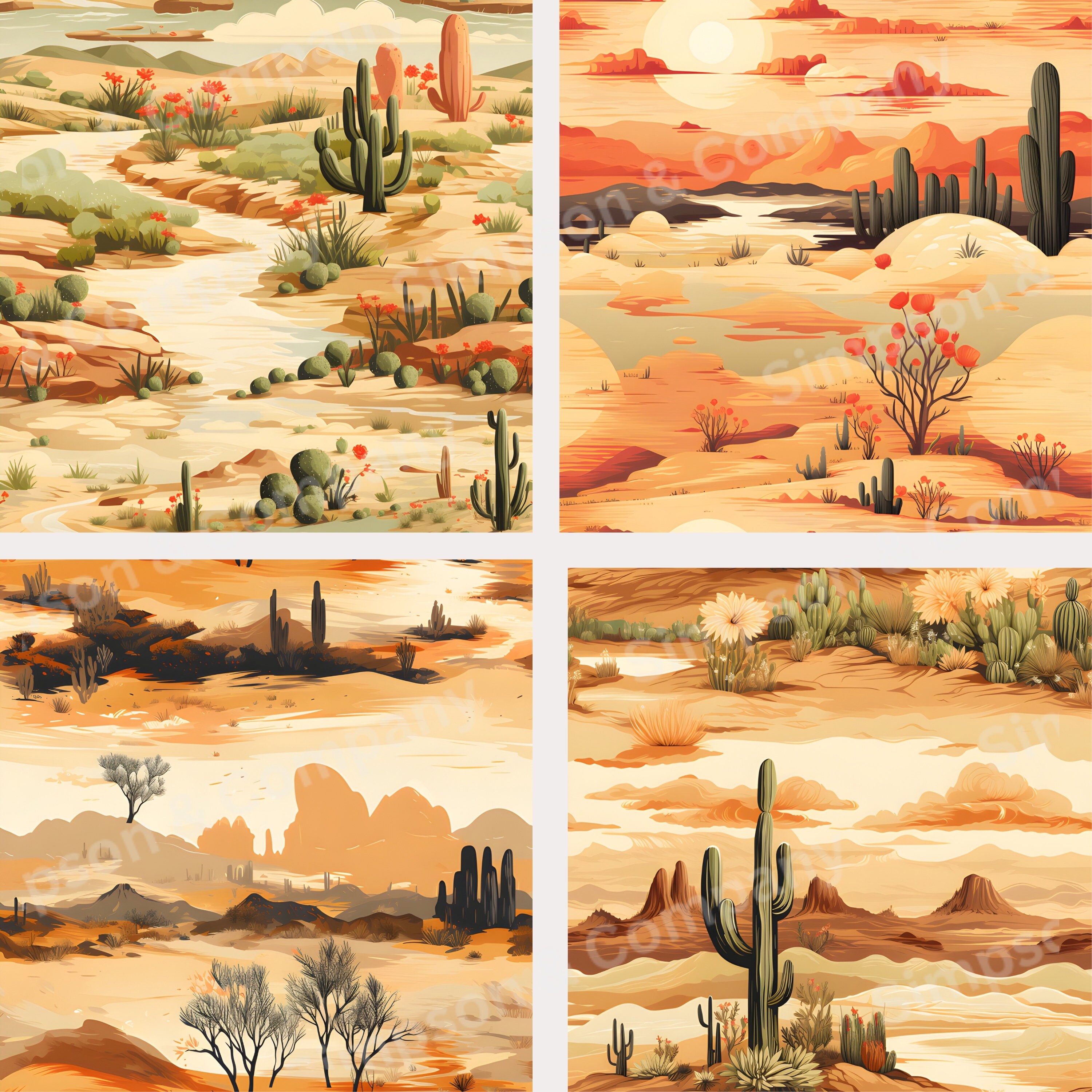 20 Desert Landscapes Digital Paper, JPEG, 12 X 12, Scrapbook Paper ...