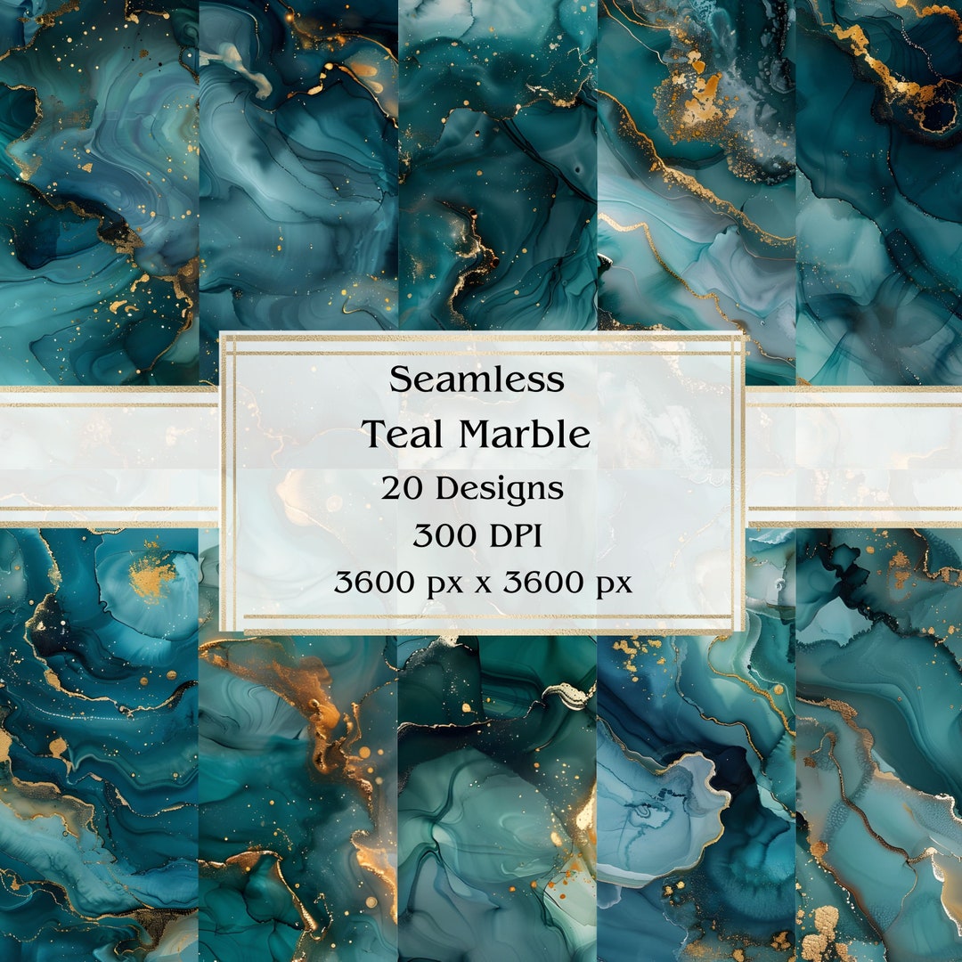 20 Teal Marble Seamless Digital Paper, JPEG, 12 X 12, Scrapbook Paper ...