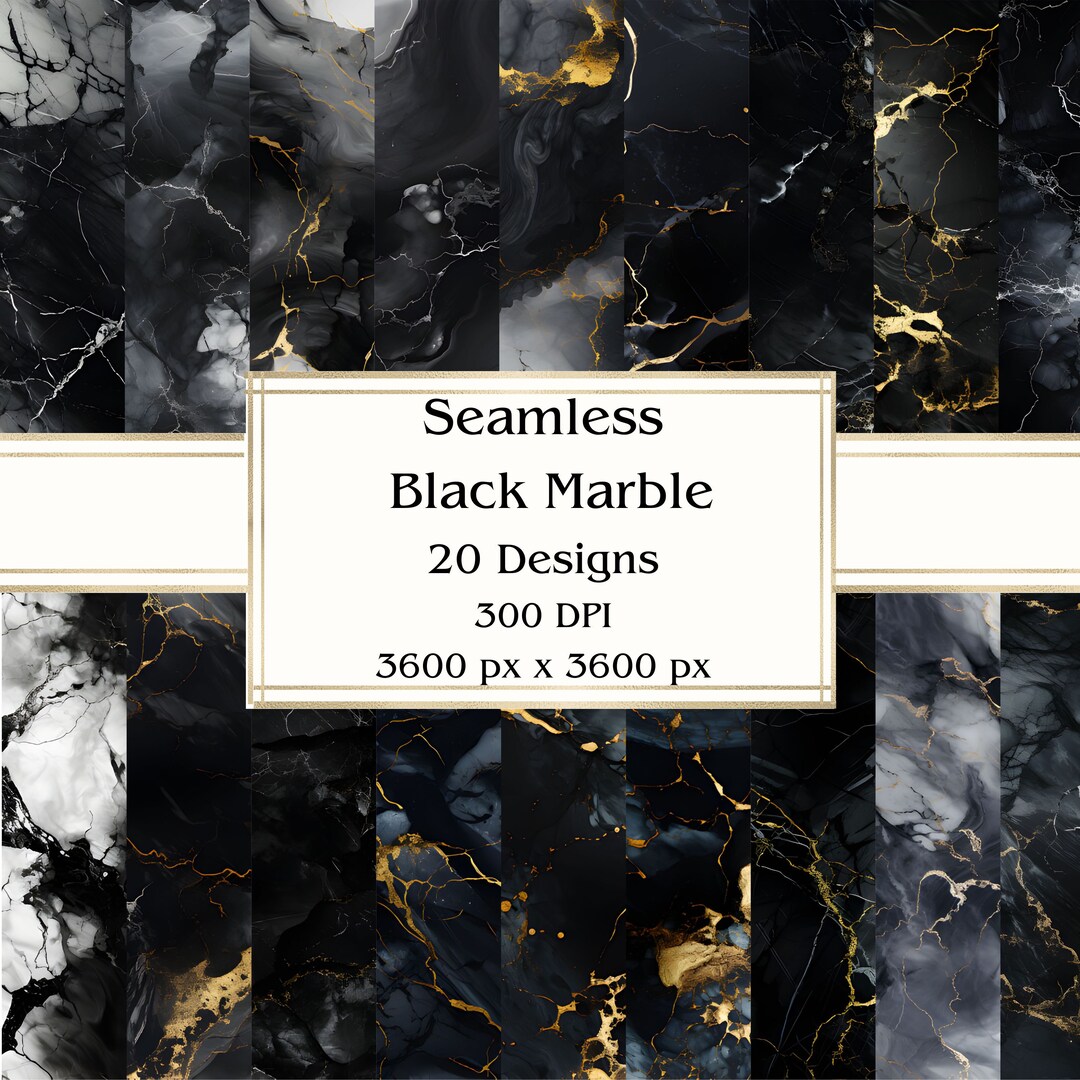20 Black Marble Seamless Digital Paper, JPEG, 12" X 12", Scrapbook ...