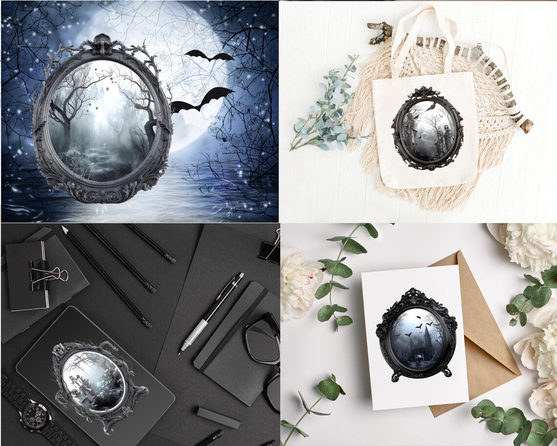 35 PNG Creepy Mirrors Clip Art, Haunted Mirrors Clipart, Halloween Clip ...