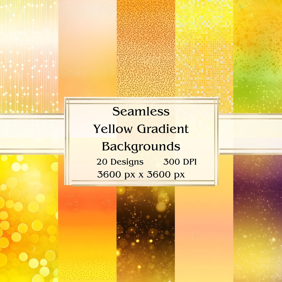 20 Yellow Gradient Backgrounds Seamless Digital Paper, JPEG, 12" X 12 ...
