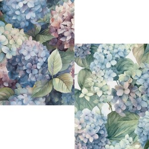 12 Watercolor Hydrangeas Digital Papers, JPEG, 12" X 12", Scrapbook ...