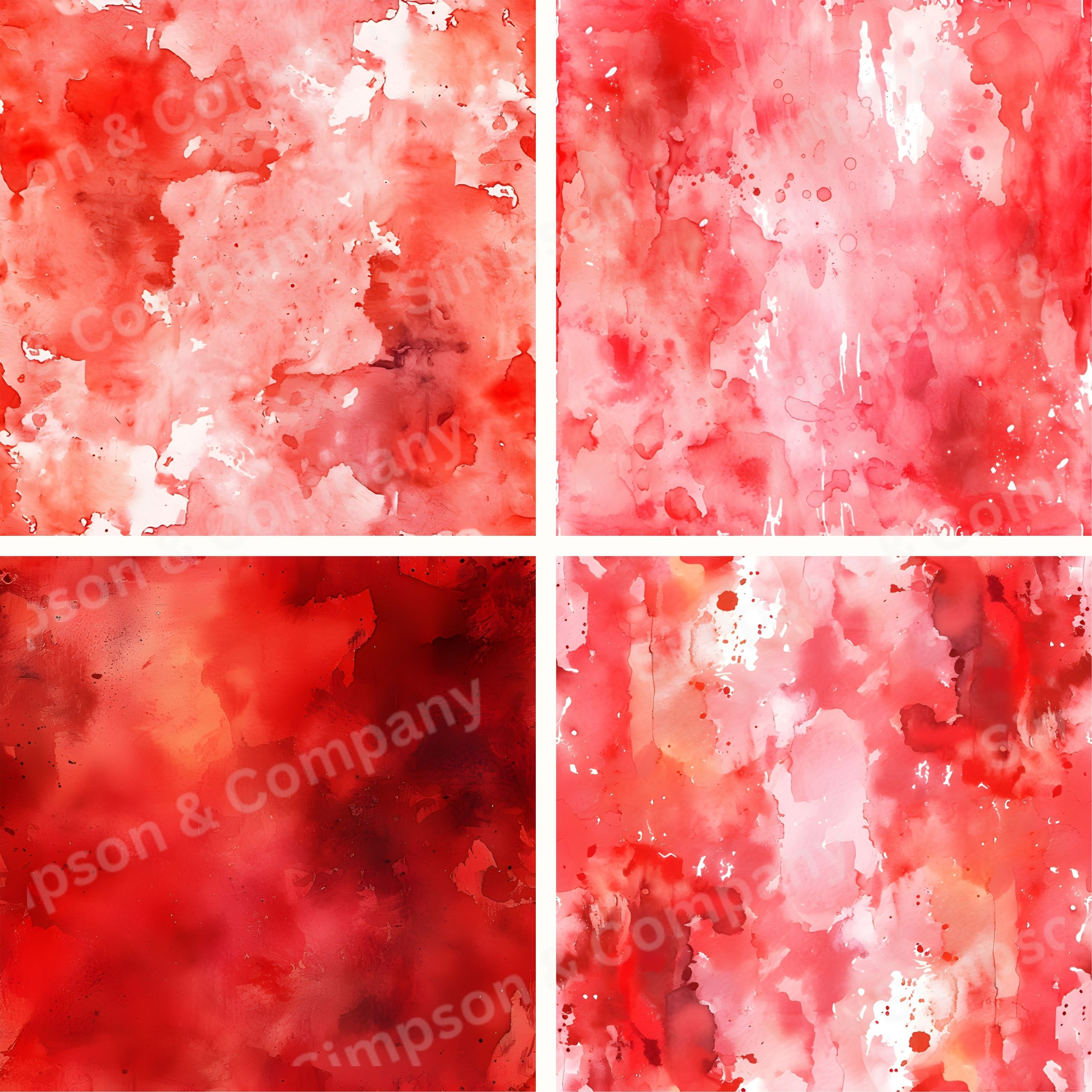 20 Red Watercolor Backgrounds Seamless Digital Paper, JPEG, 12 X 12 ...