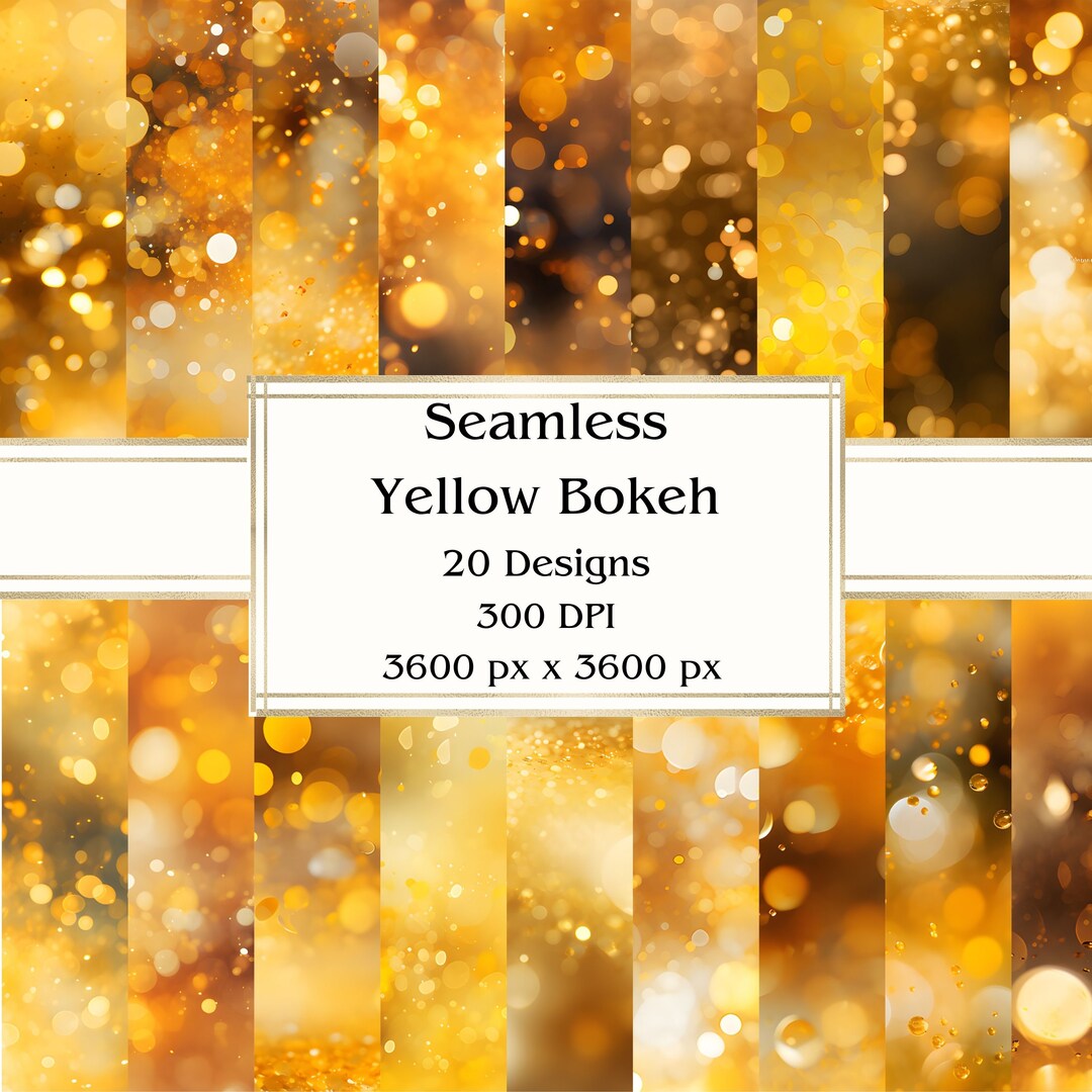 20 Yellow Bokeh Seamless Digital Paper, JPEG, 12" X 12", Scrapbook ...