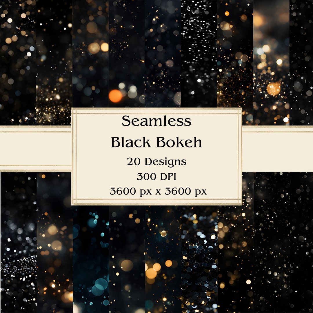 20 Black Bokeh Seamless Digital Paper, JPEG, 12 X 12, Scrapbook Paper ...