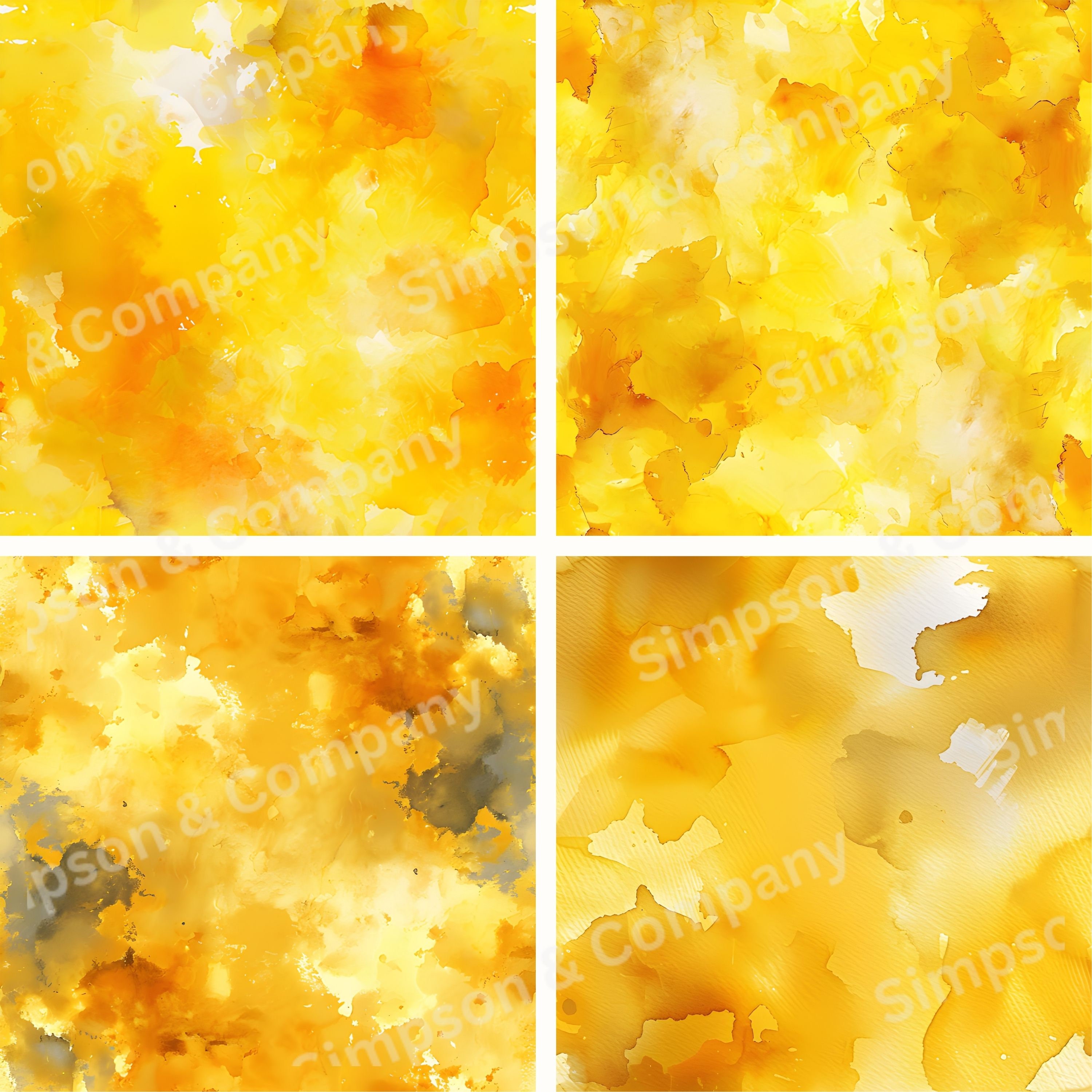 20 Yellow Watercolor Backgrounds Seamless Digital Paper, JPEG, 12 X 12 ...