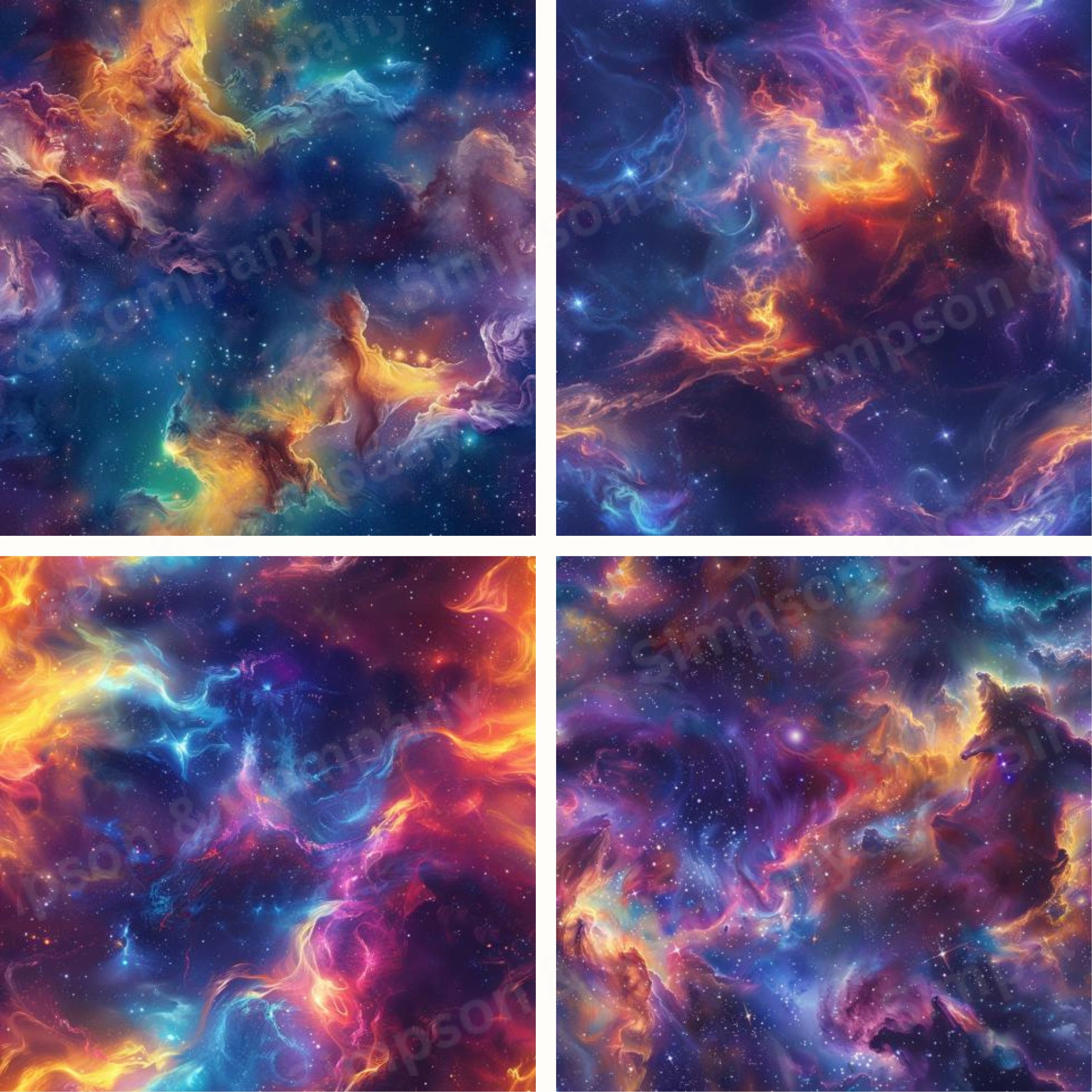 20 Celestial Galaxies Seamless Digital Paper, JPEG, 12 X 12, Scrapbook ...